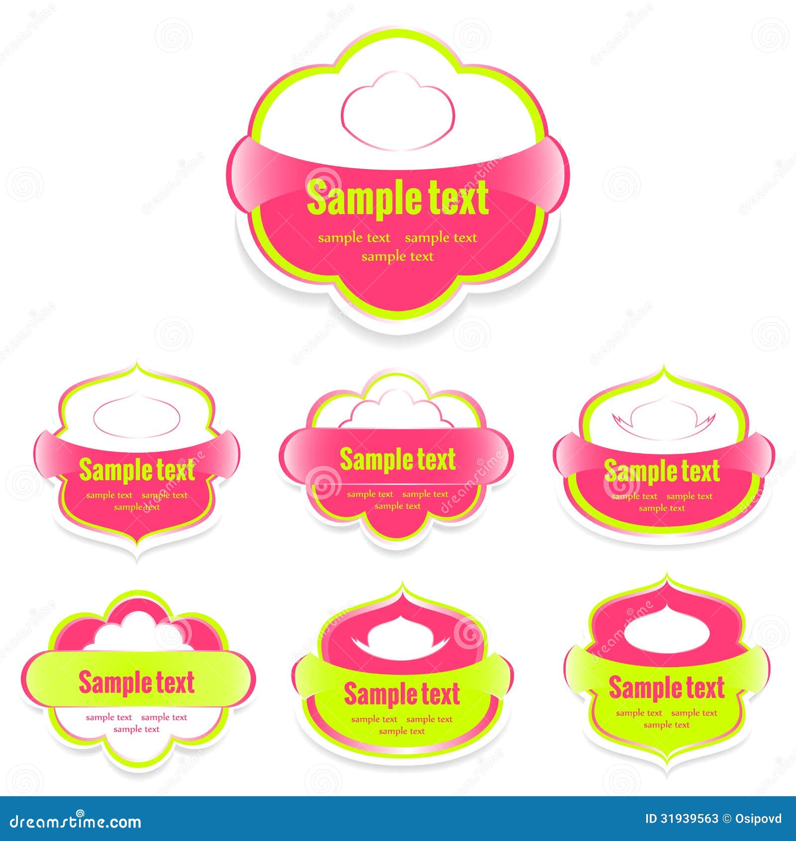 Set of Labels for Food Pink Stock Vector - Illustration of collection ...