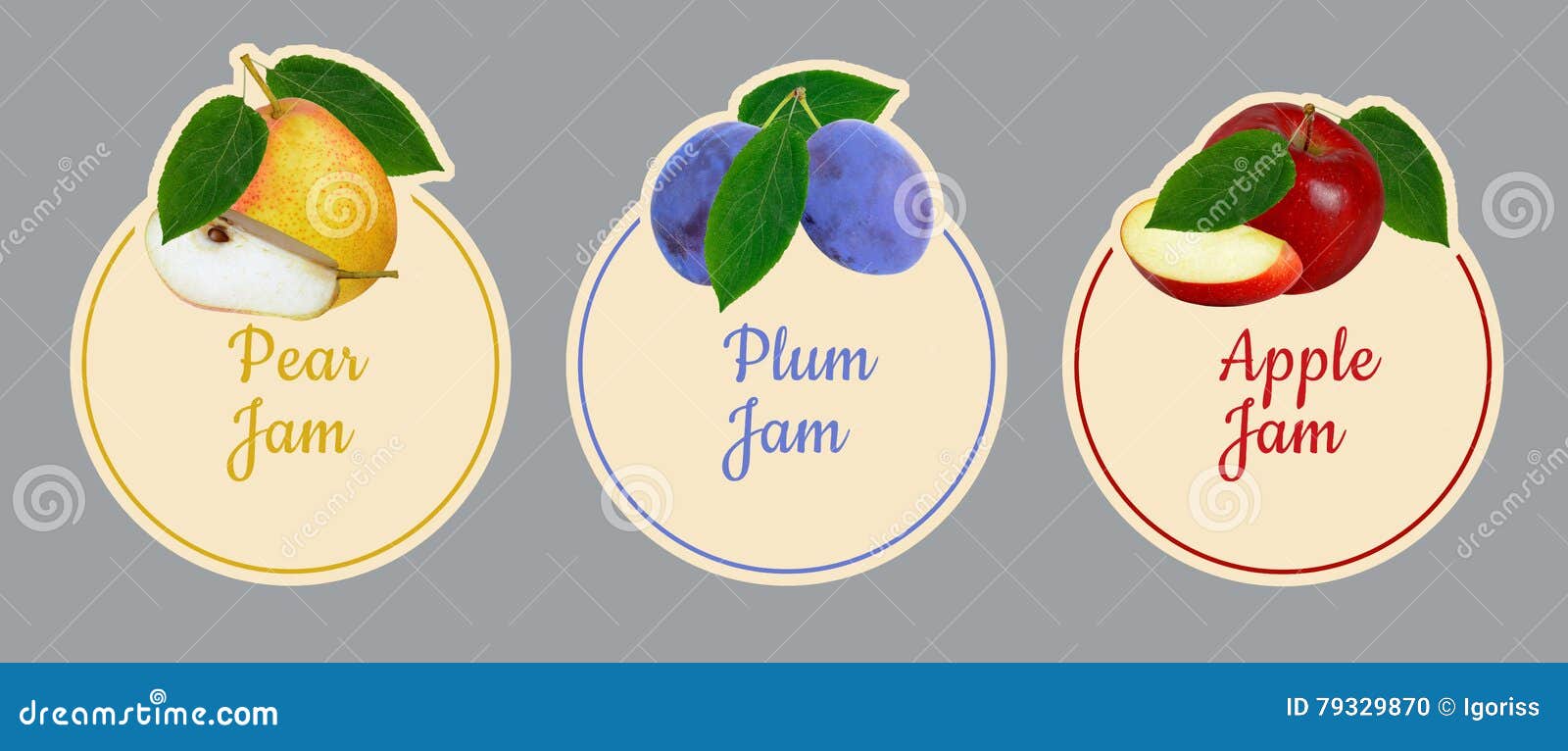 Set of Labels for Fruit Jam. Stock Illustration - Illustration of ...