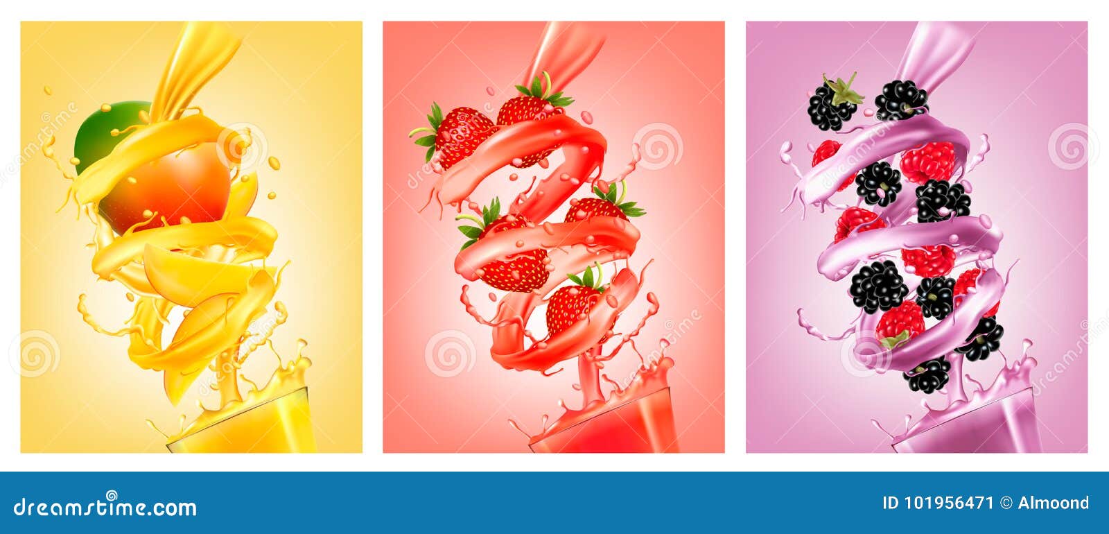 Set Of Labels With Fruit And Berries Flavored Water. Cartoon Vector ...