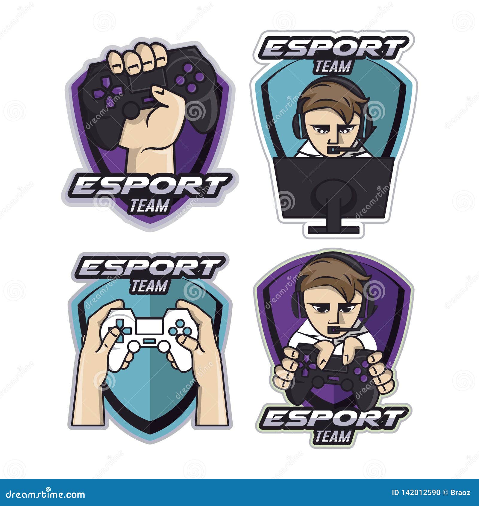 Set of labels,gamer logo stock illustration. Illustration of line ...