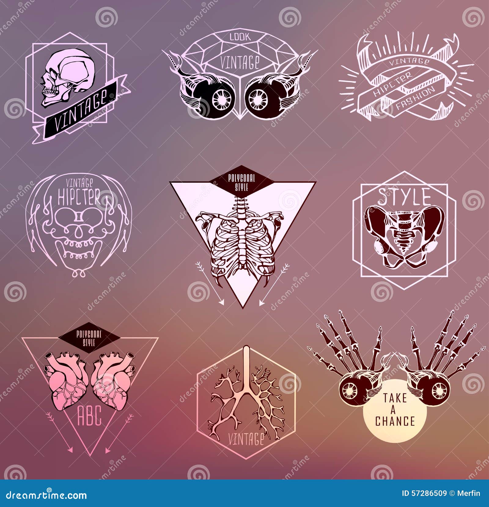 Set of Labels with Hand Draw Human Stock Vector - Illustration of ...