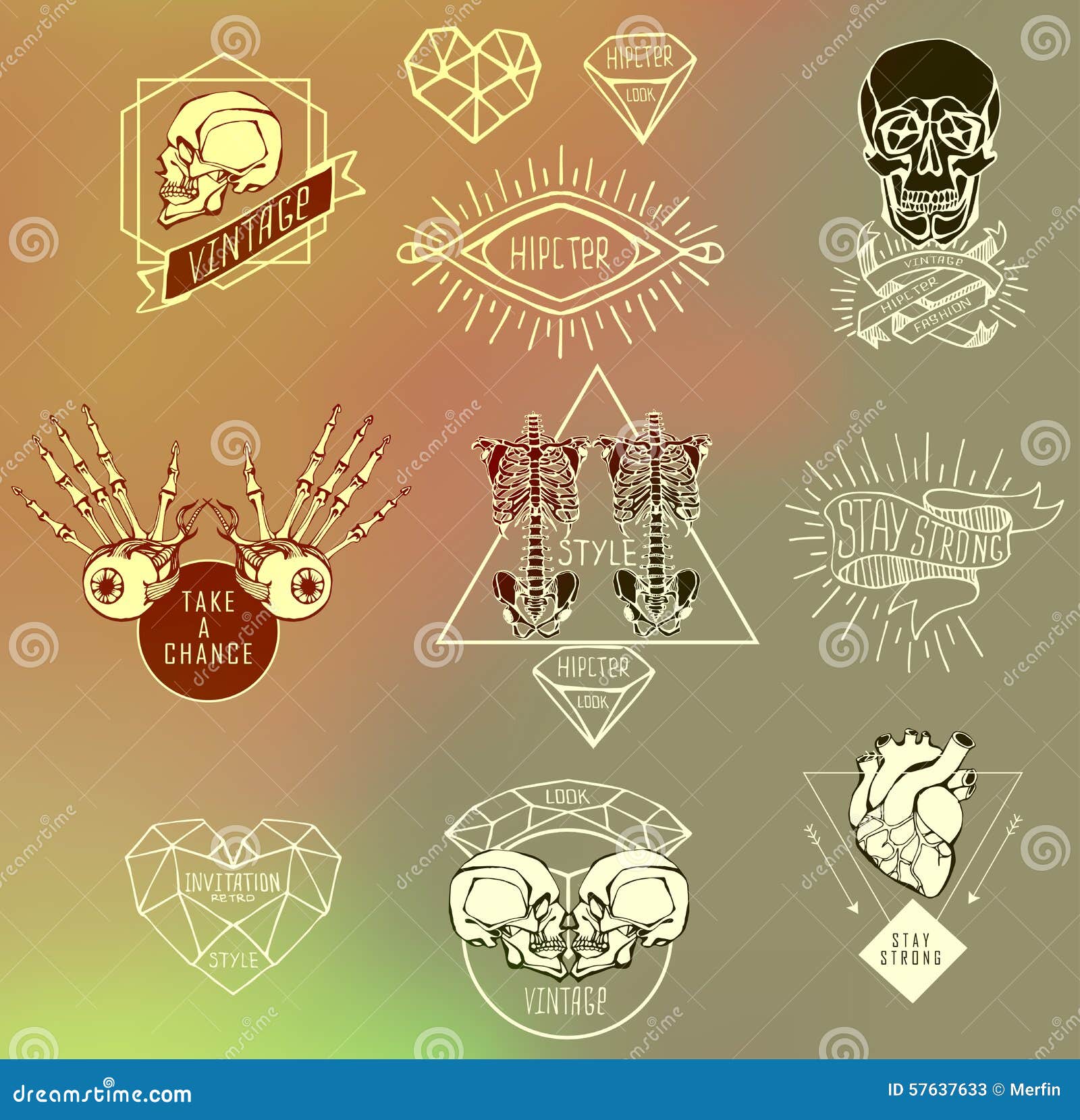 Set of Labels with Hand Draw Human Stock Vector - Illustration of ...