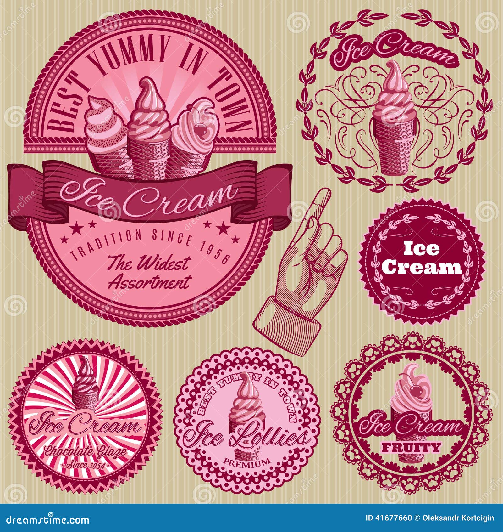 Set of Labels with Ice Cream for Packing Stock Vector - Illustration of ...