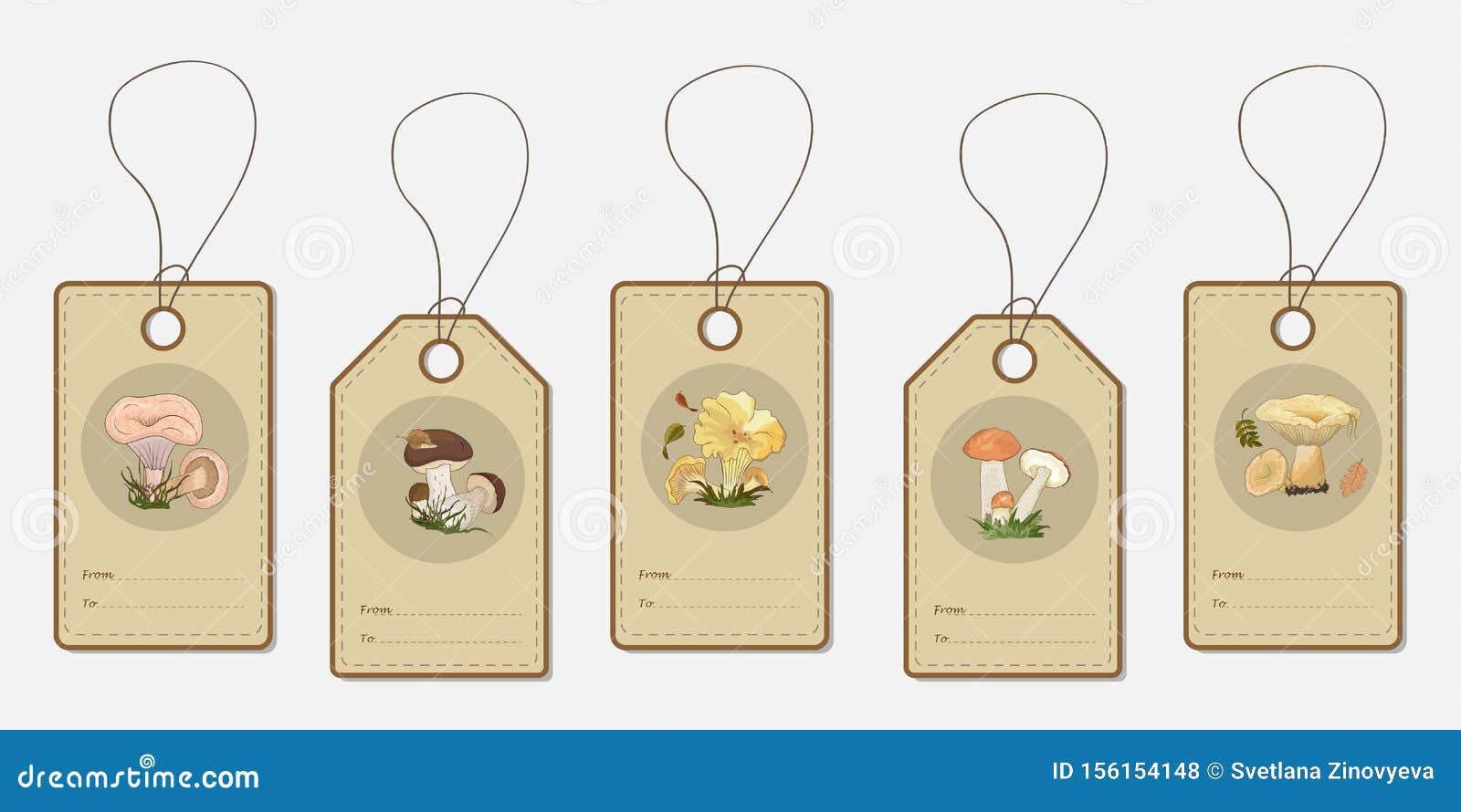 Set of Labels with the Image of Forest Mushrooms. Vector Illustration ...