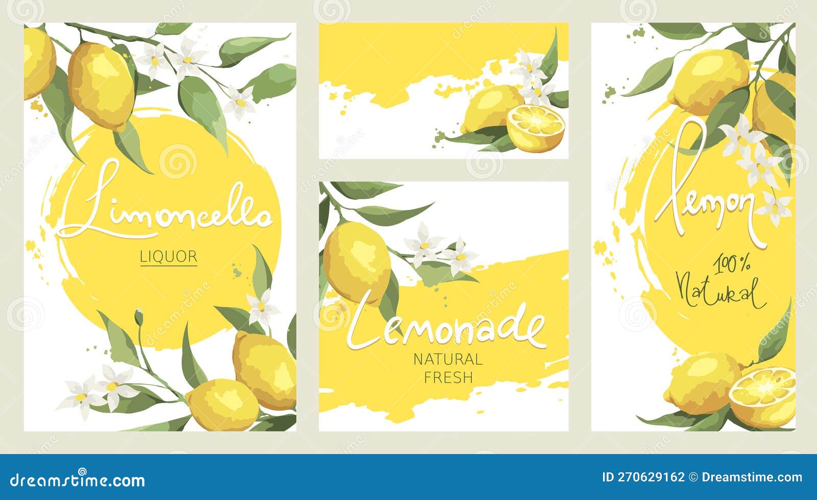 Set of Labels with Lemon Branches. Stock Vector - Illustration of font ...