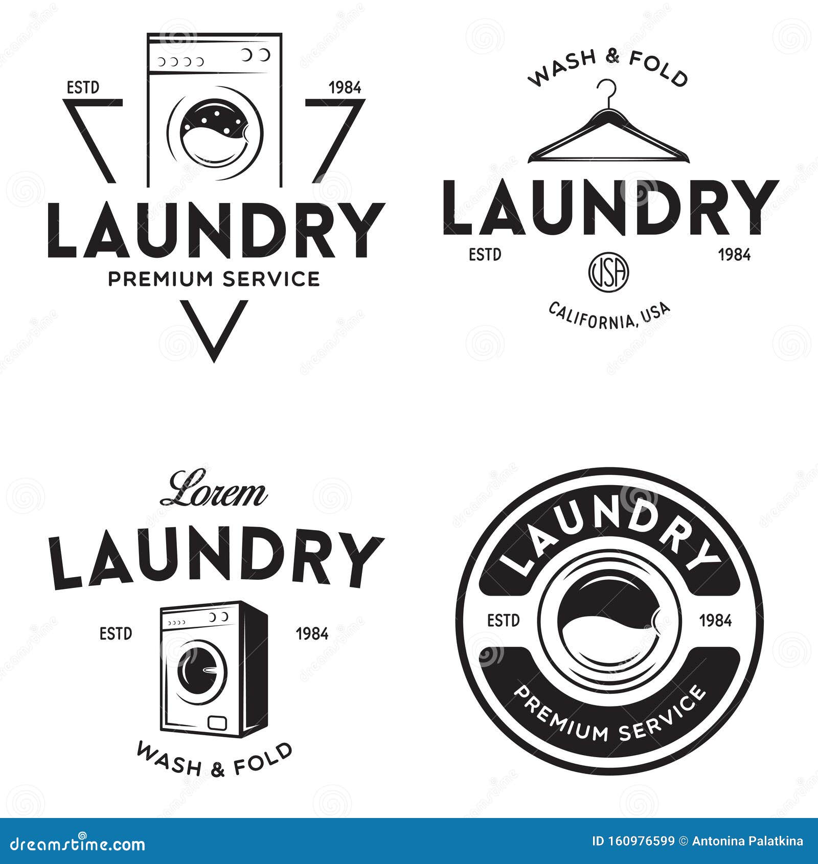 Set Of Labels Or Logos For Laundry Service. Vector Emblems And Design ...