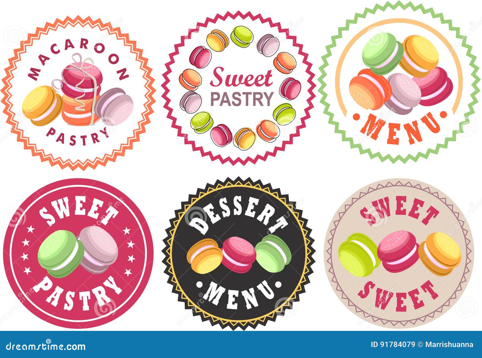 Set Labels macaroon stock vector. Illustration of button - 91784079