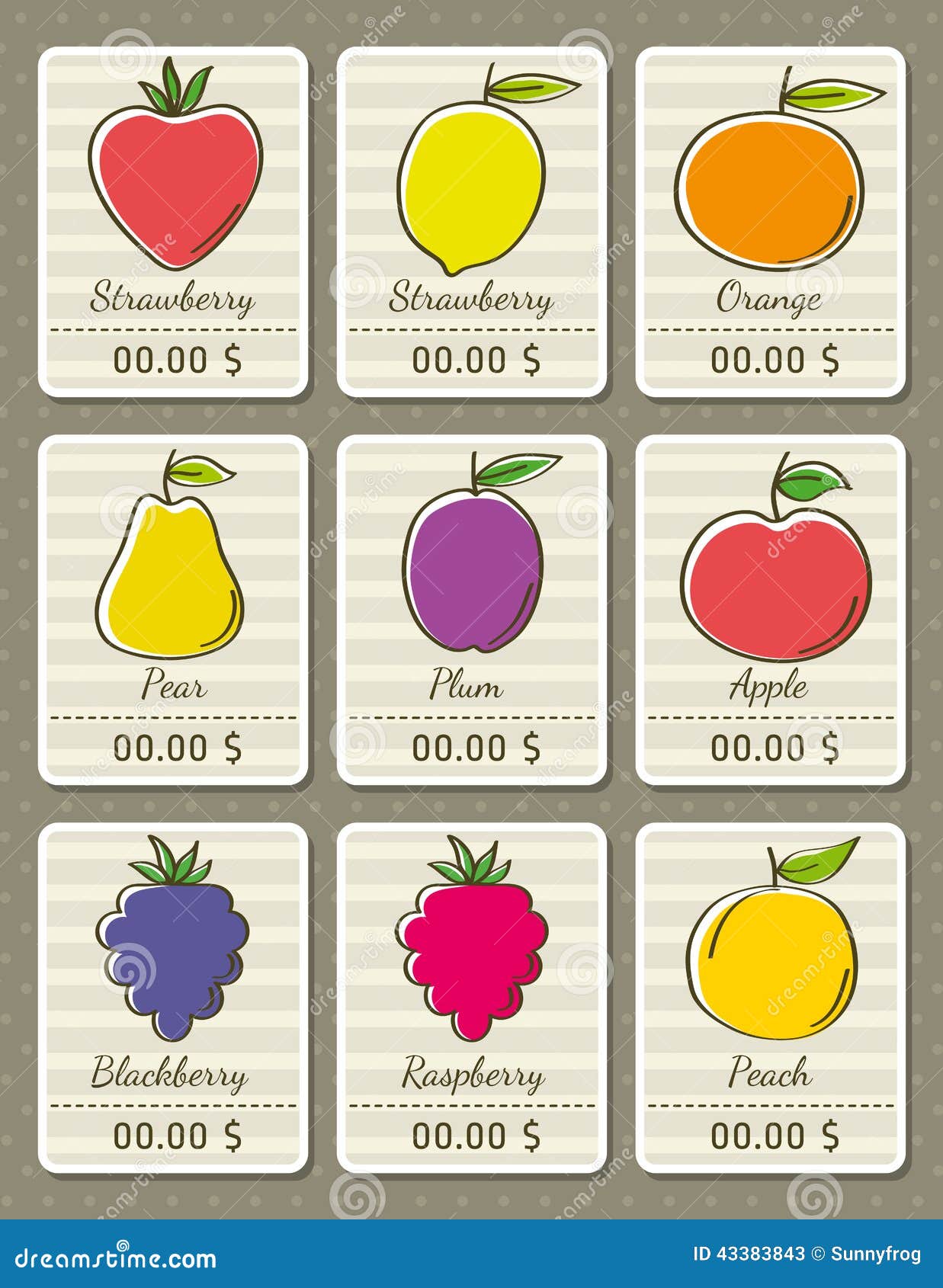 Set of Labels with Organic Fruits, Vector Stock Vector - Illustration ...