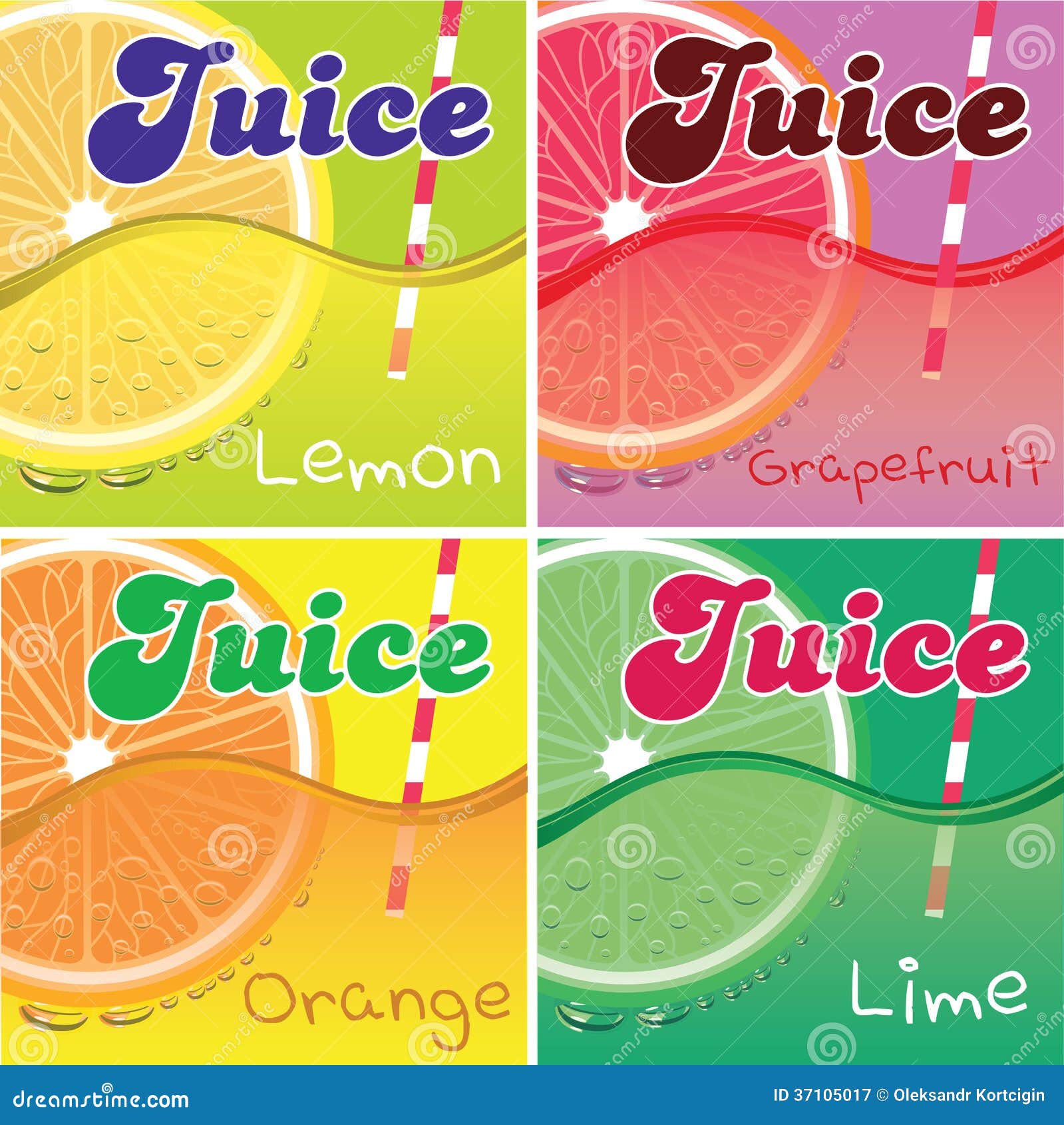 Set Of Labels For Packaging Juice Cartoon Vector | CartoonDealer.com ...
