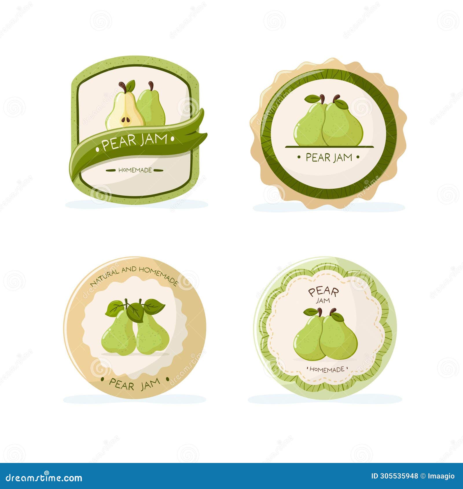 Set of Labels for Pear Jam Packaging Stock Vector - Illustration of ...