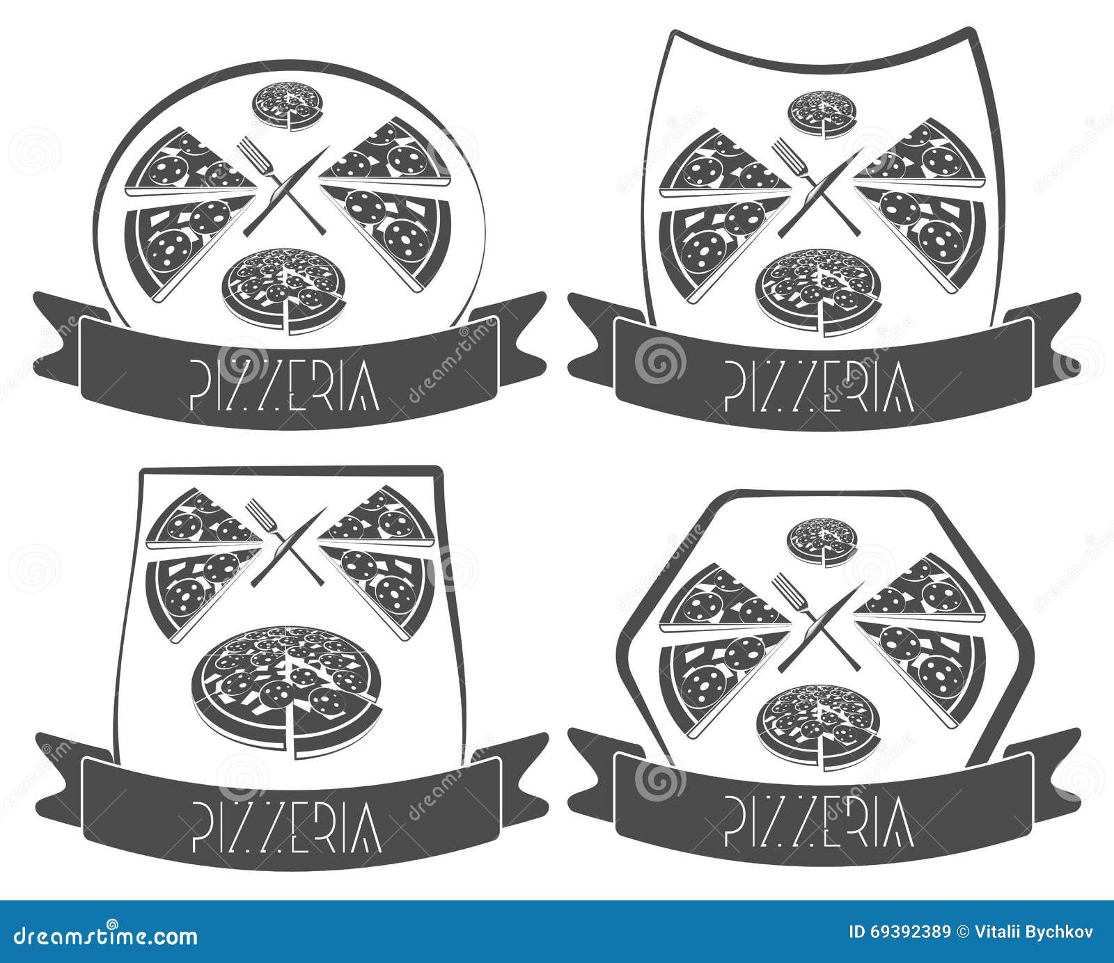 Set of Labels Pizza, Pizzeria, Design Elements Stock Vector ...