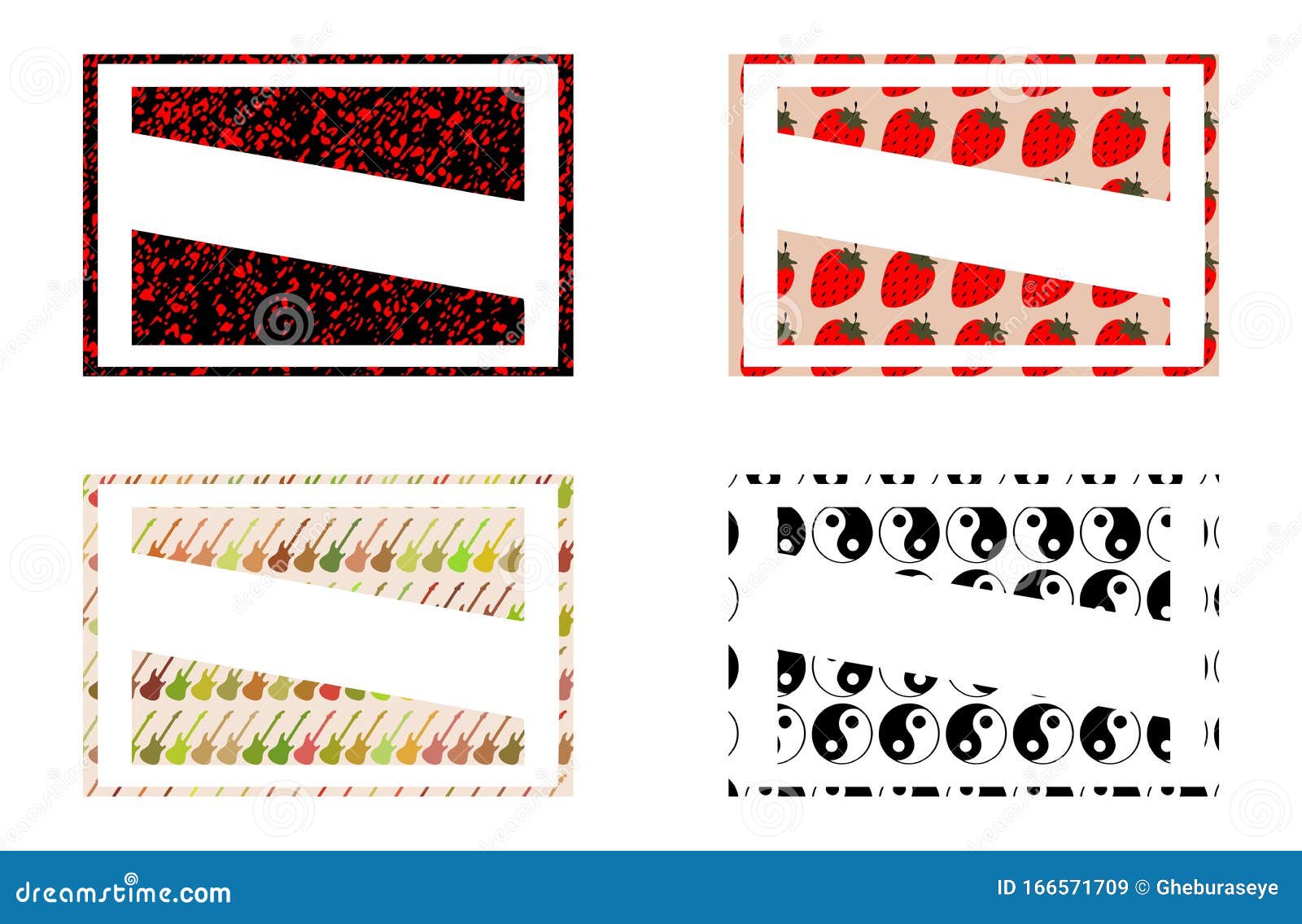 Set of Rectangular Labels with Patterns, Colors, Isolated. Stock Vector ...