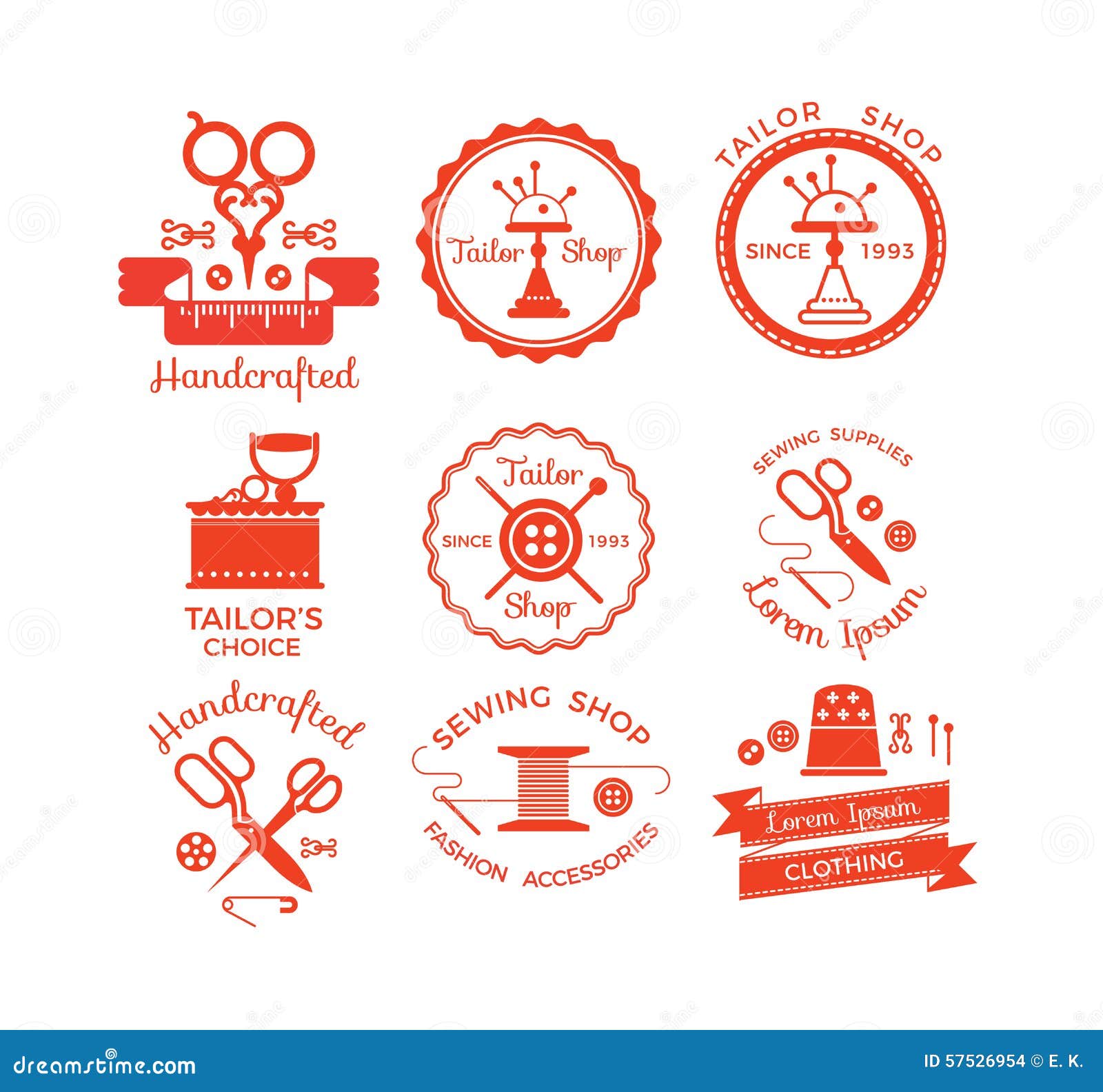 Set Of Labels With Sewing And Tailoring Symbols. Vector Illustration ...