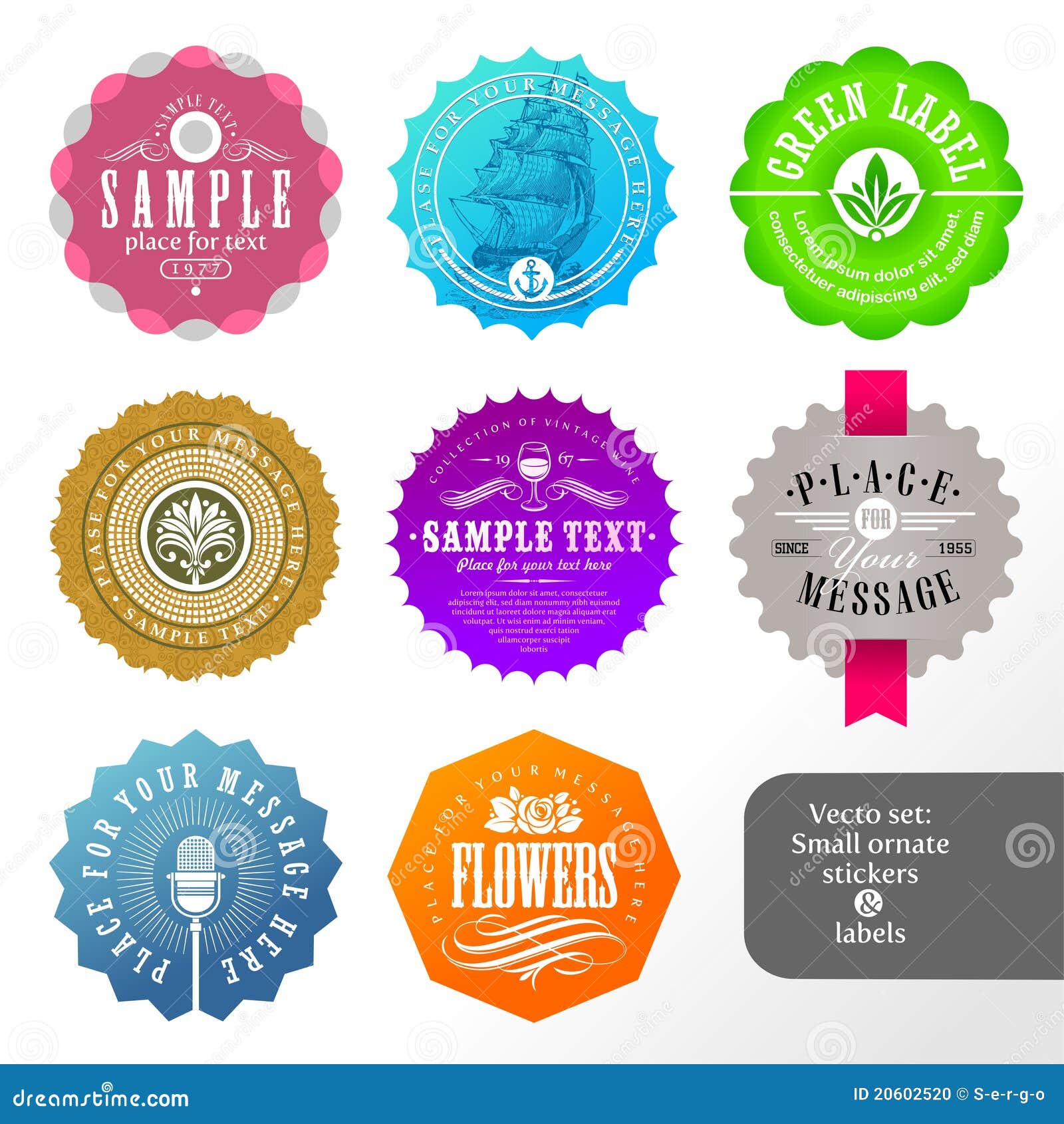 Set of labels and stickers stock vector. Illustration of decorative ...
