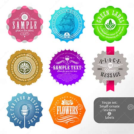 Set of labels and stickers stock vector. Illustration of decorative ...