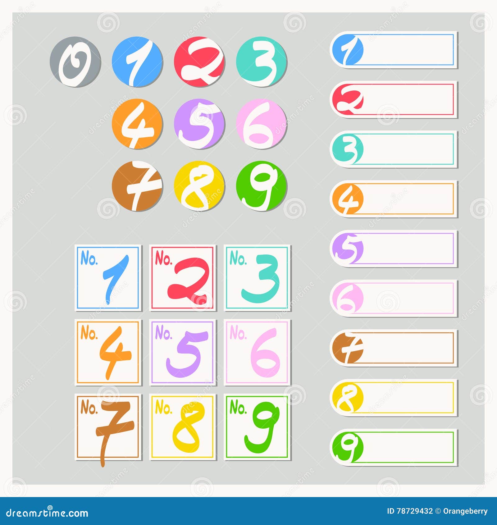 Set of Labels and Stickers with Numbers Stock Vector - Illustration of ...