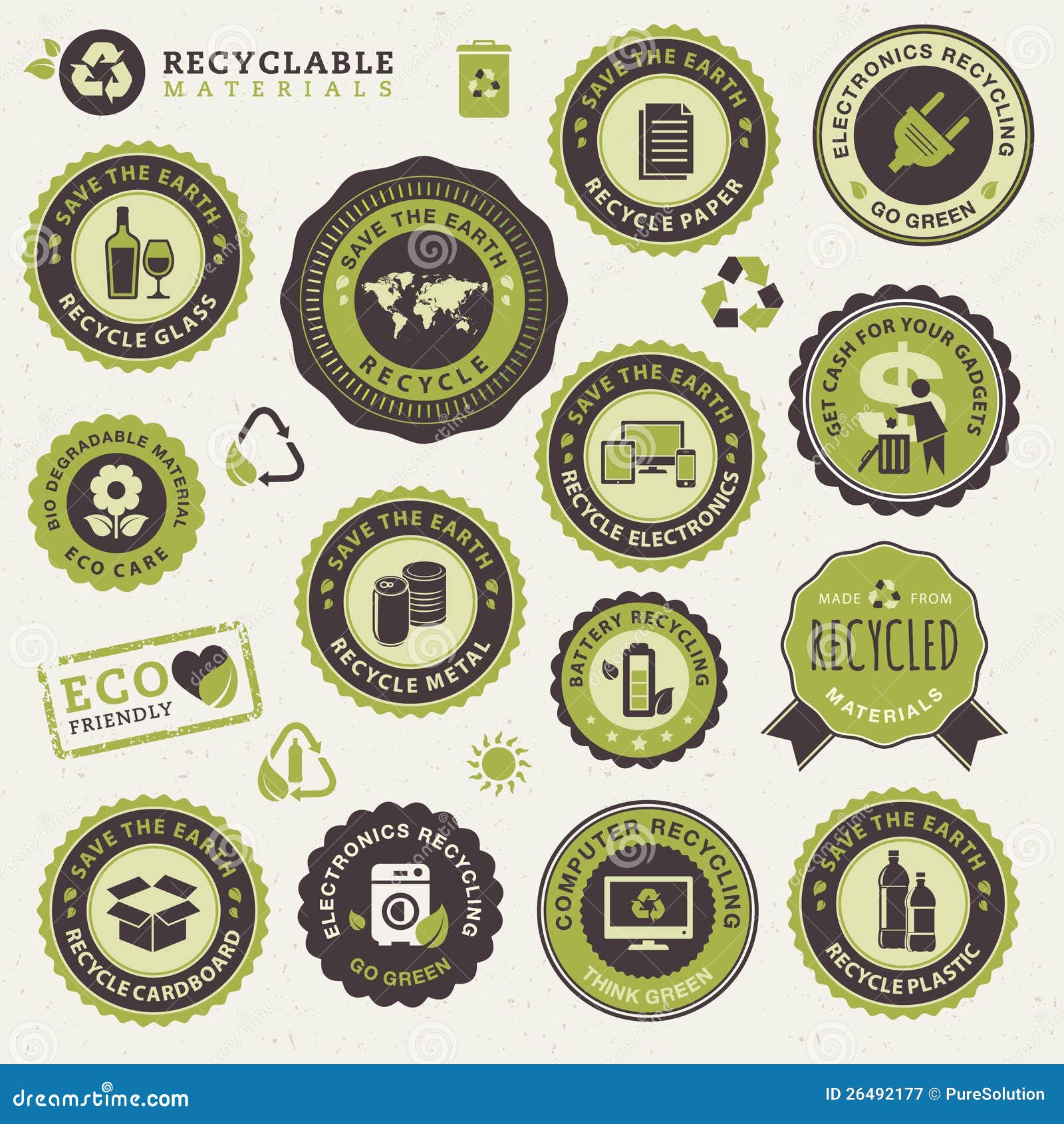 Stickers For Recycling Trash Bins Vector Illustration Isolated On White ...