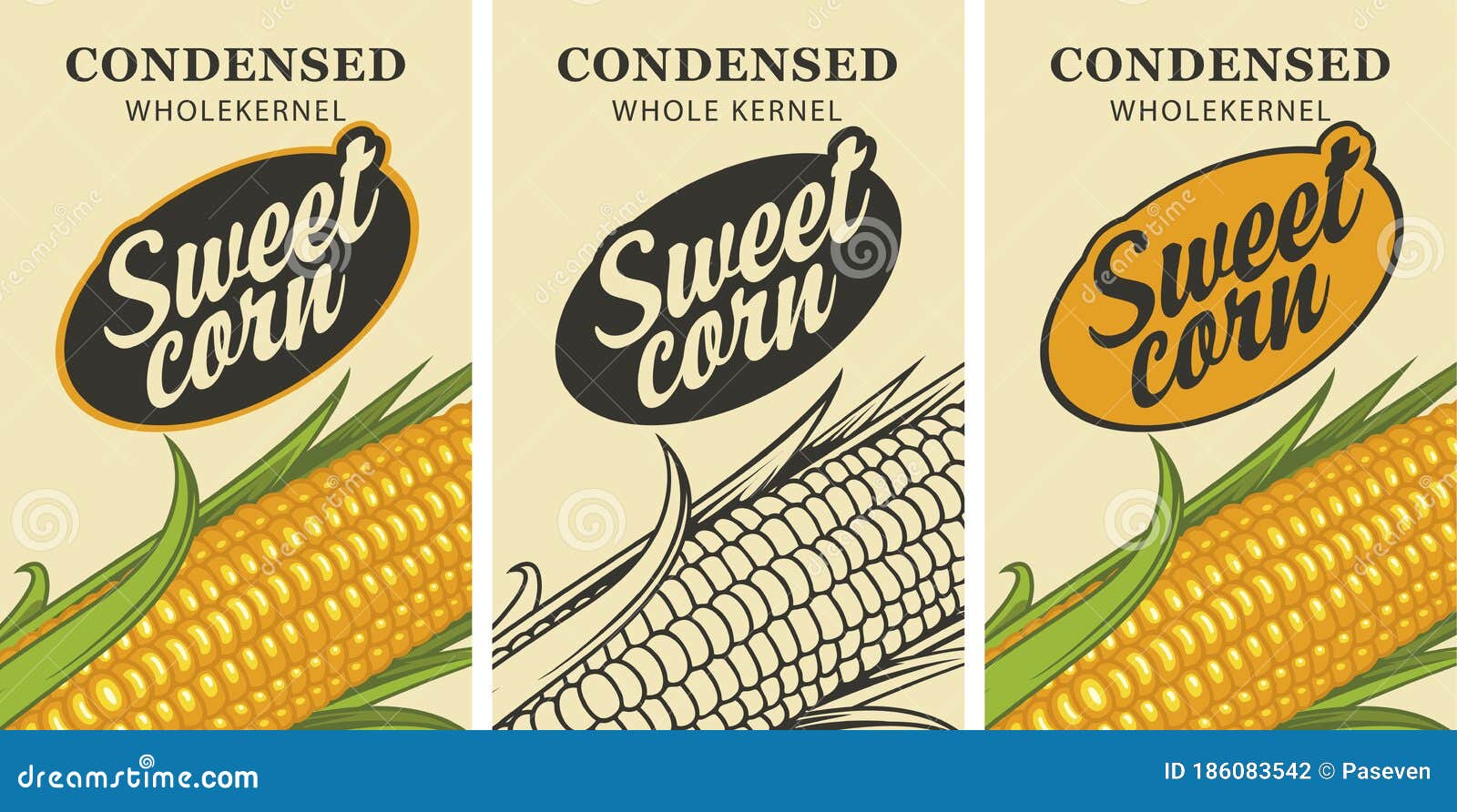 Set of Labels for Sweet Corn in Retro Style Stock Vector - Illustration ...