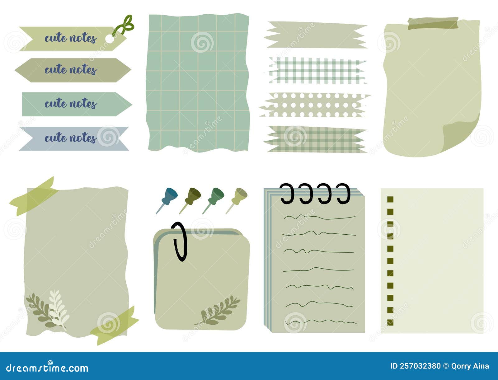 Set of Labels, Tapes, with Patterns for Aesthetic Notesand Scrapbook ...