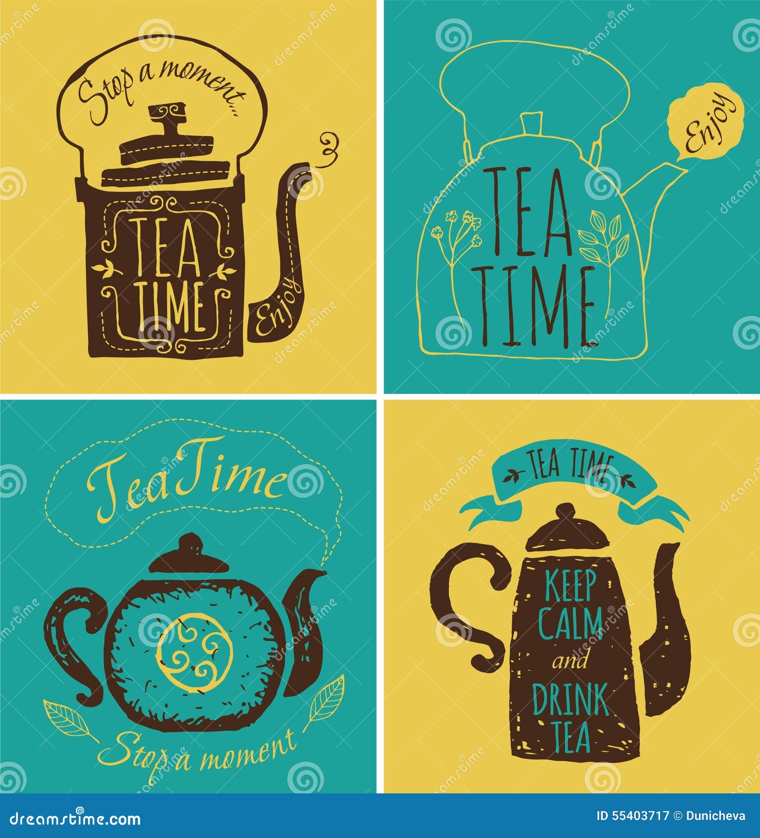 Set of Labels on Theme Tea. Tea Logo Stock Vector - Illustration of ...