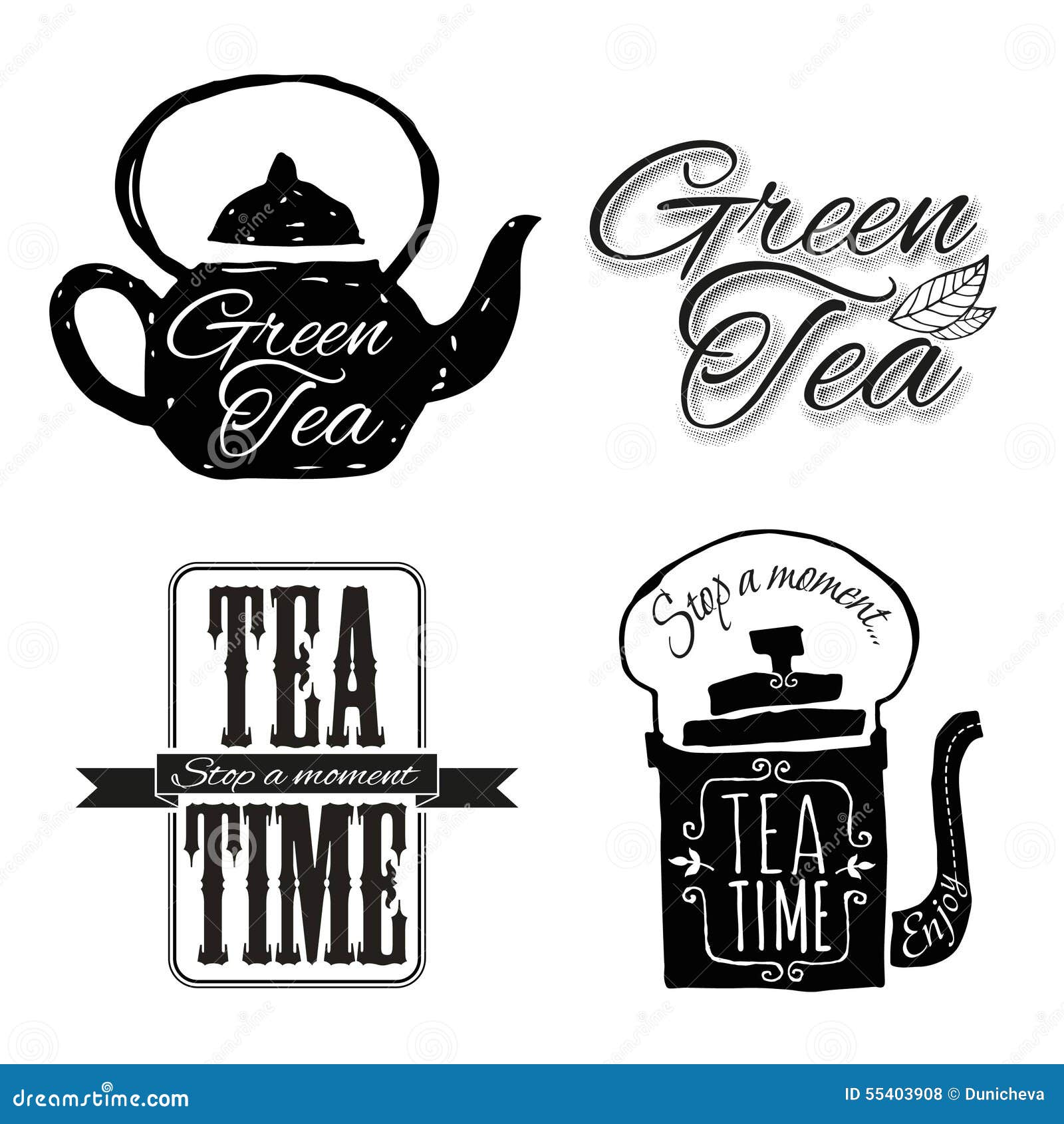 Set of Labels on Theme Tea. Tea Logo Stock Vector - Illustration of ...