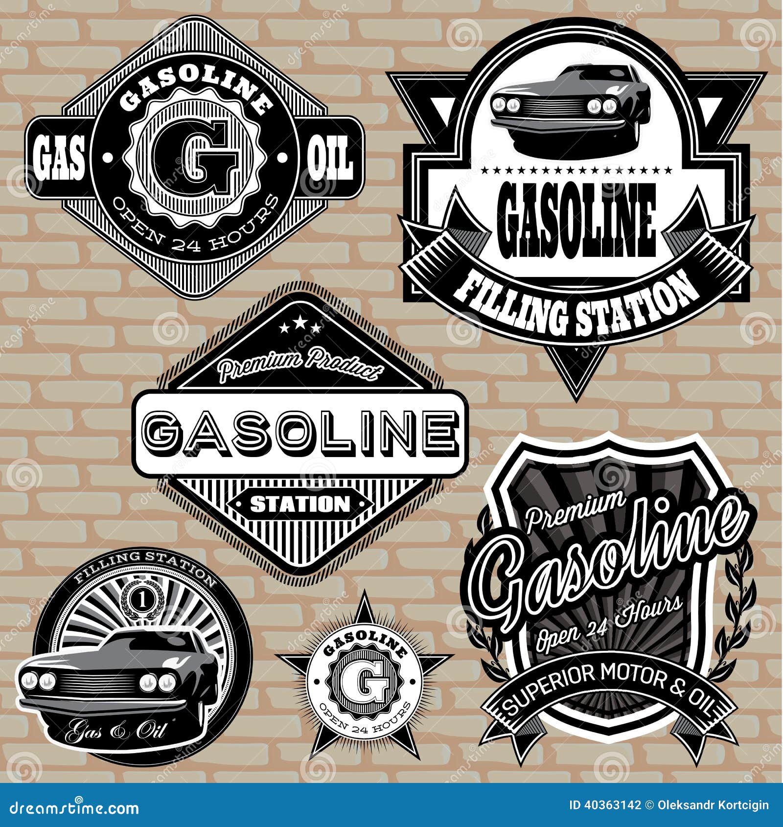 Set of Labels on the Topic Gasoline Stock Vector - Illustration of ...