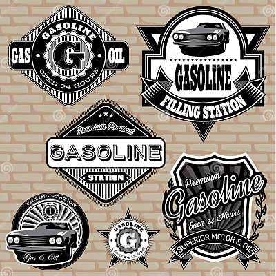 Set of Labels on the Topic Gasoline Stock Vector - Illustration of ...
