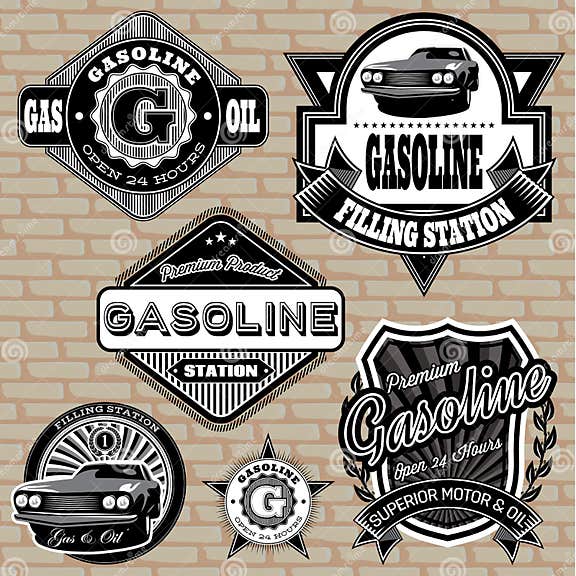 Set of Labels on the Topic Gasoline Stock Vector - Illustration of ...