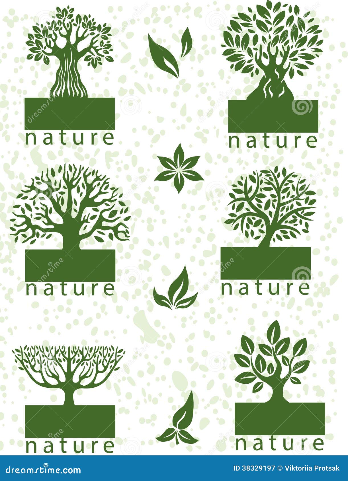 Set labels with trees stock vector. Illustration of template - 38329197