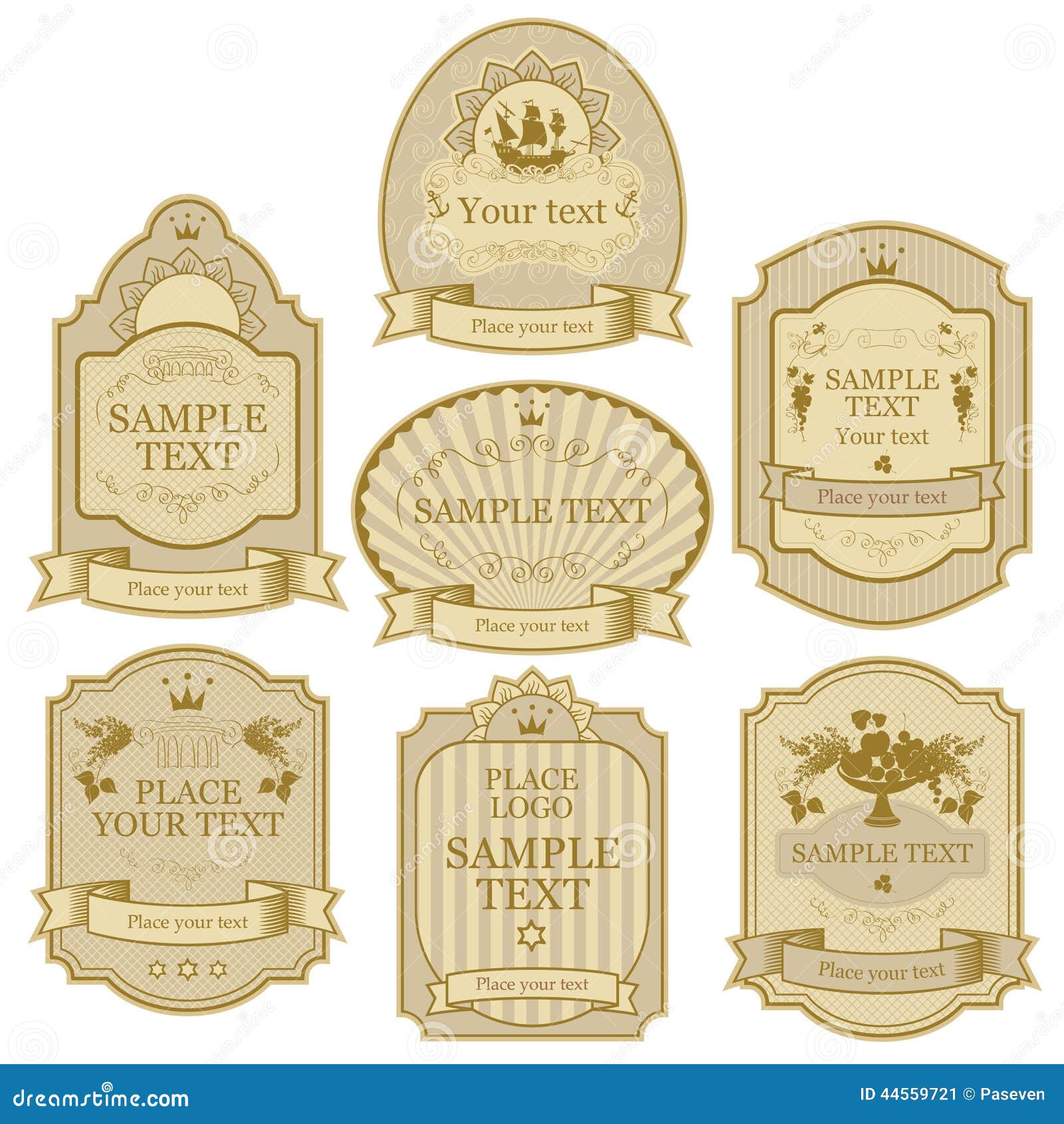 Set of labels stock vector. Illustration of beige, labels - 44559721