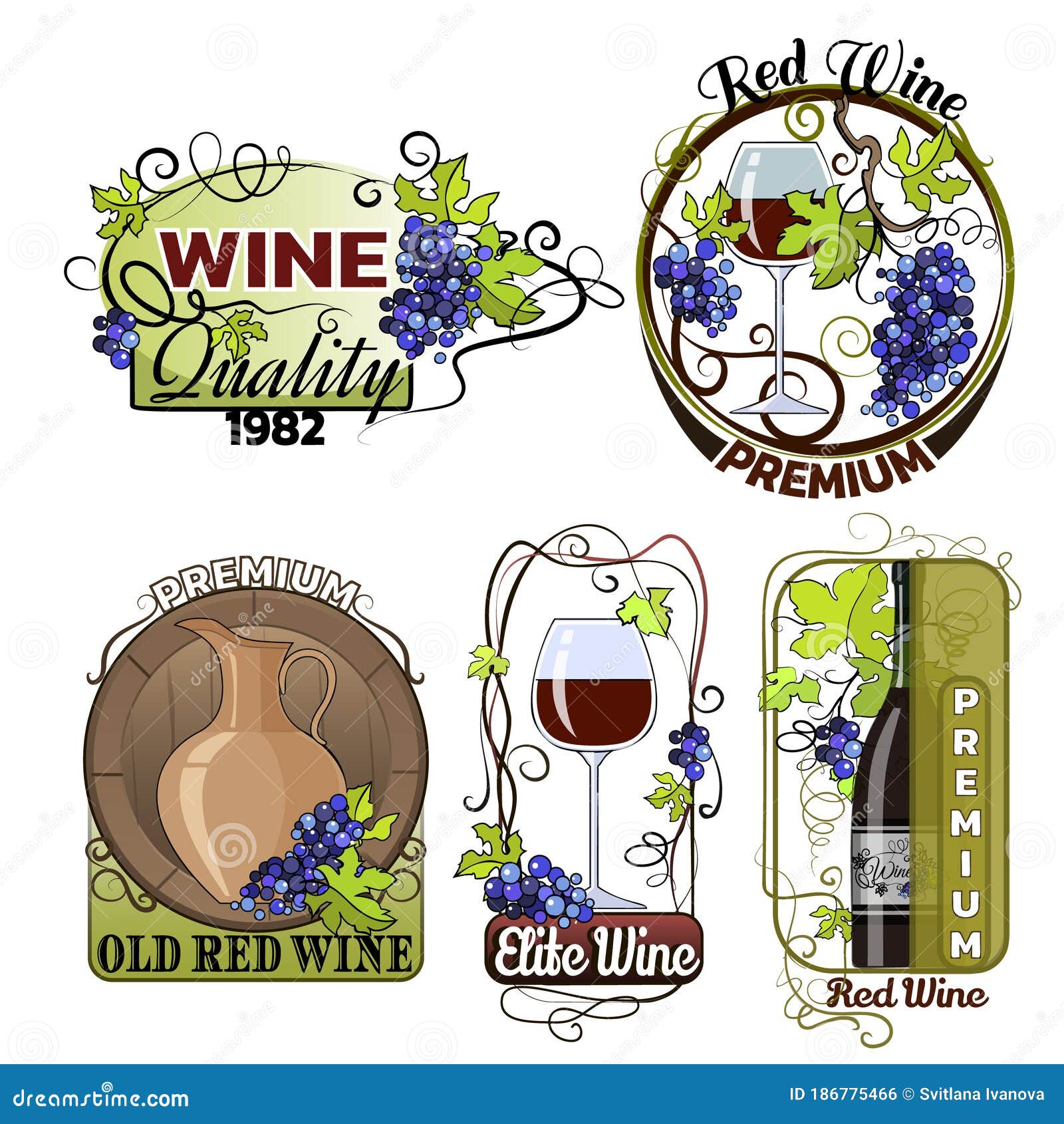 Set of Labels for Wine. Logo Design Templates Stock Illustration ...
