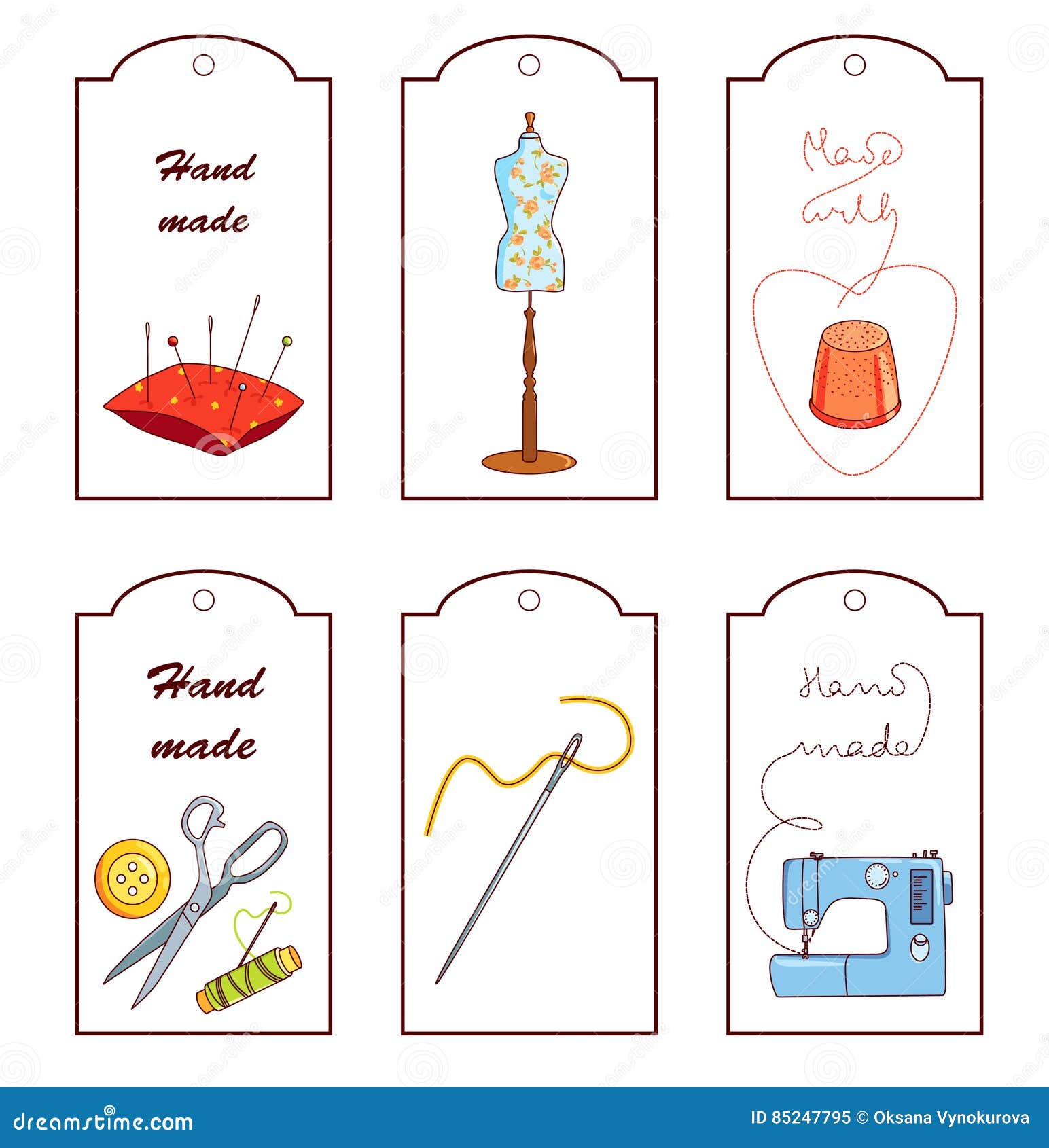 Set of Lables for Hand Sewn Stock Vector - Illustration of hand, dummy ...