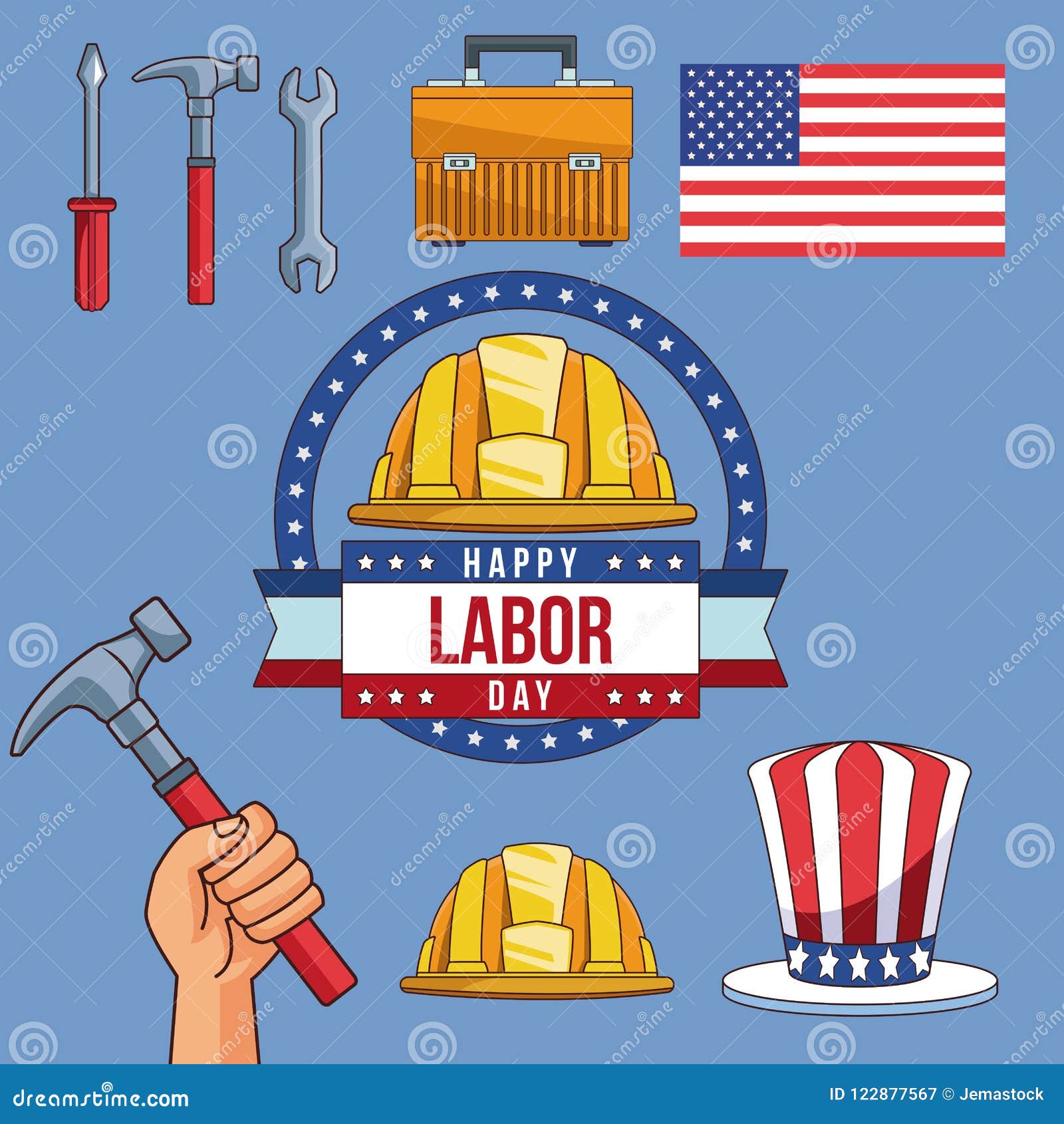 Set of labor day elements stock vector. Illustration of festival ...