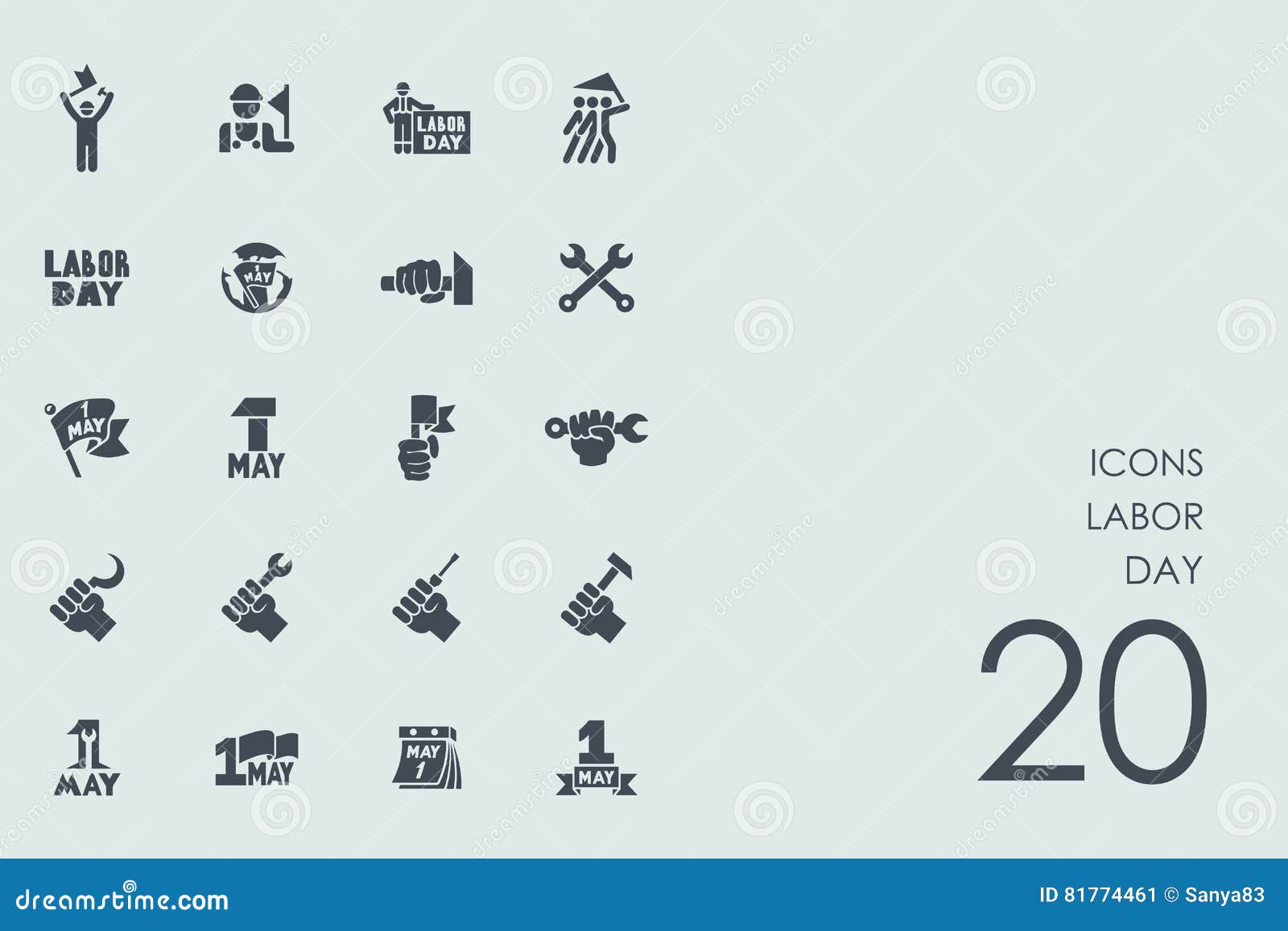 Set of labor day icons stock vector. Illustration of object - 81774461