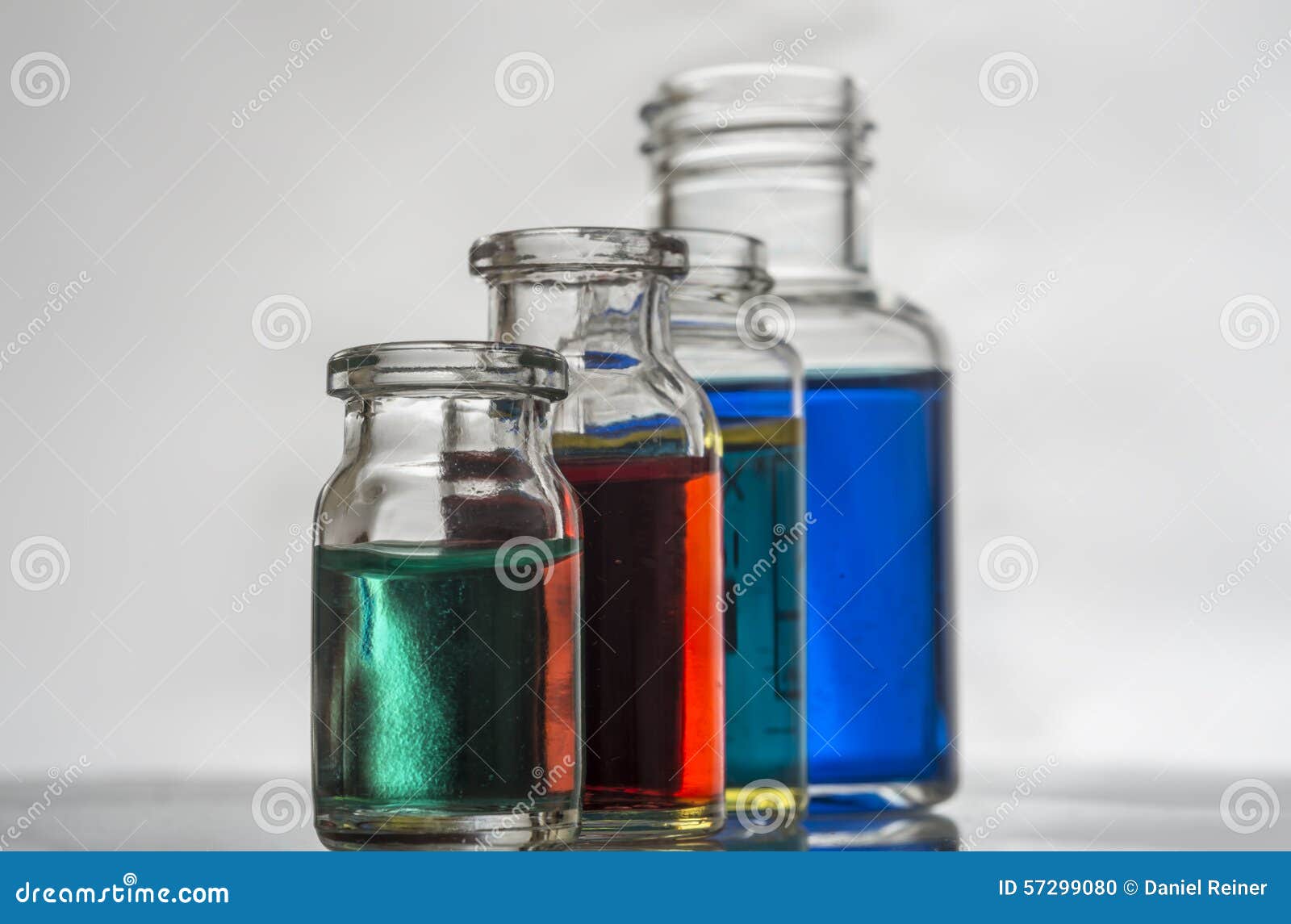 Set of Laboratory Bottles with Liquid Stock Photo - Image of glassware ...