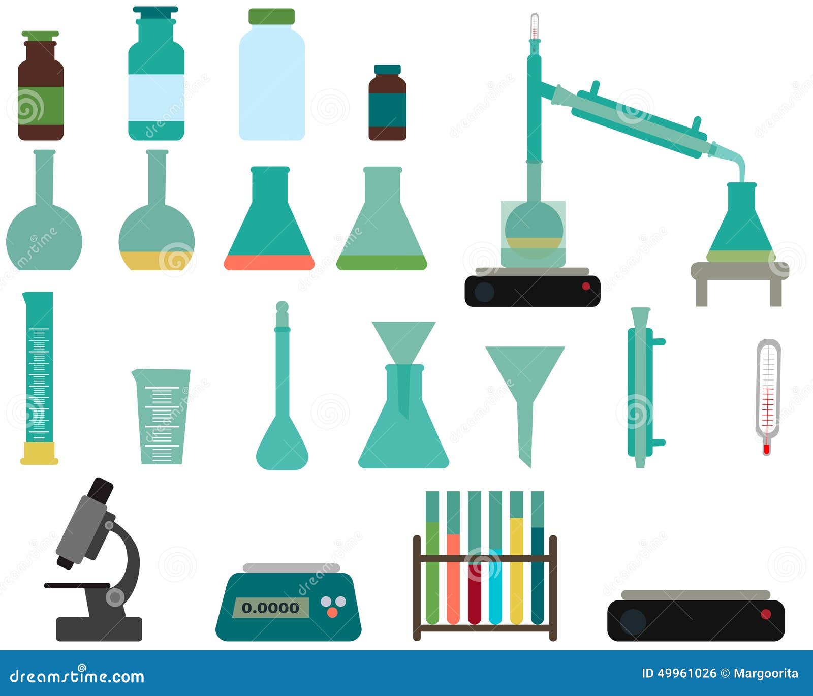 Set of Laboratory Equipment Stock Vector - Illustration of device ...