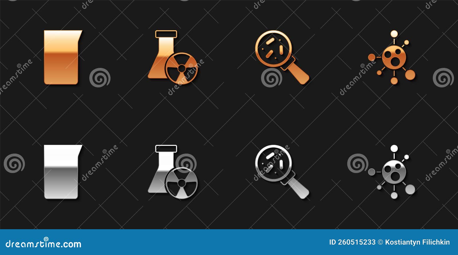 Set Laboratory Glassware or Beaker, Test Tube Radiation, Microorganisms ...