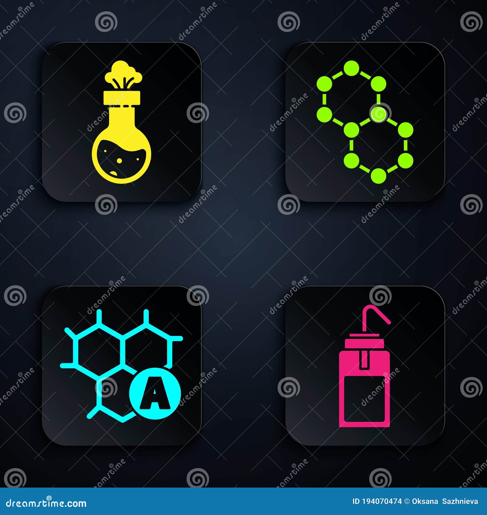 Set Laboratory Wash Bottle, Test Tube and Flask Chemical, Chemical ...