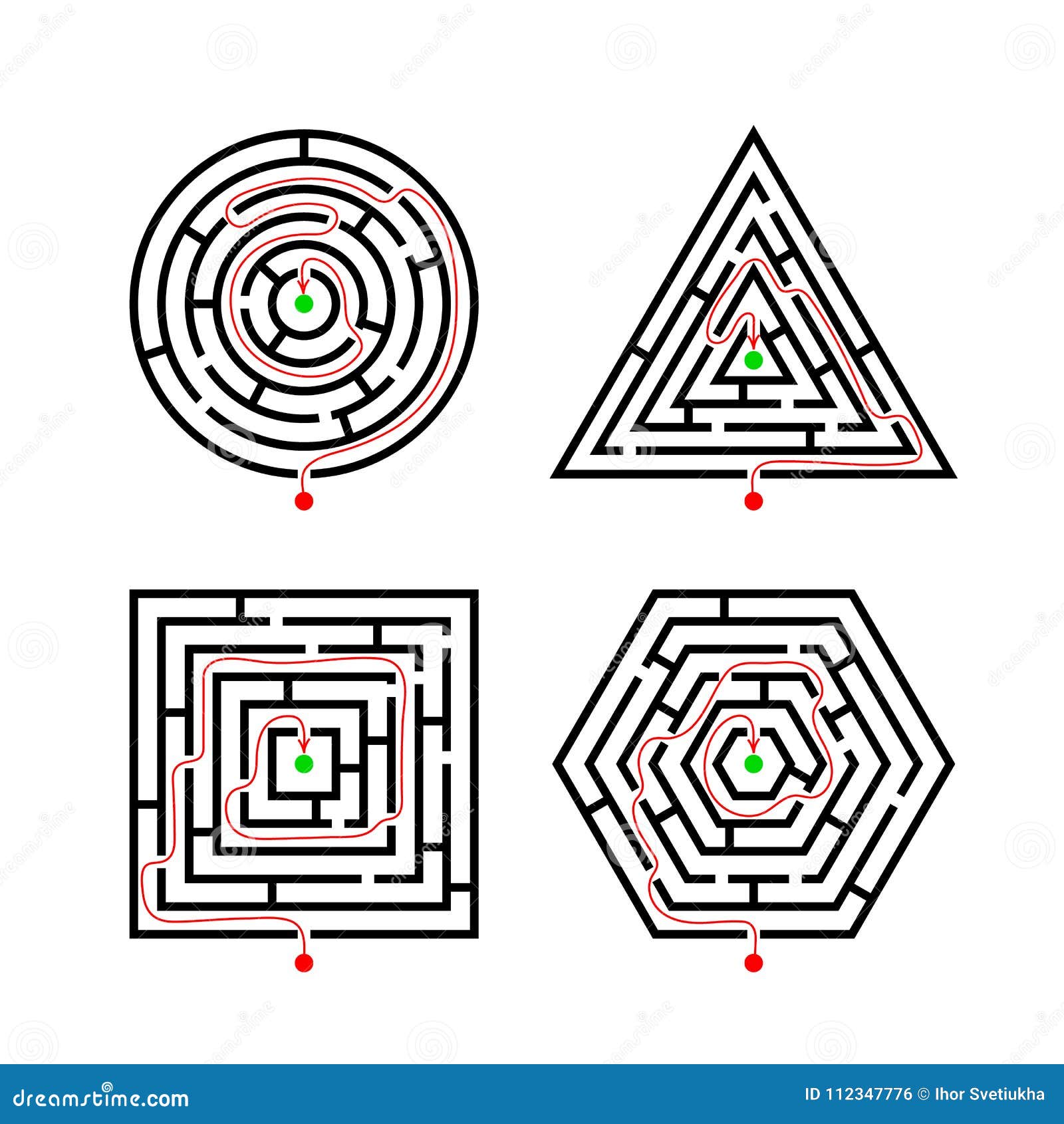 Set of Labyrinth Different Shapes for Game with with the Marker Correct ...