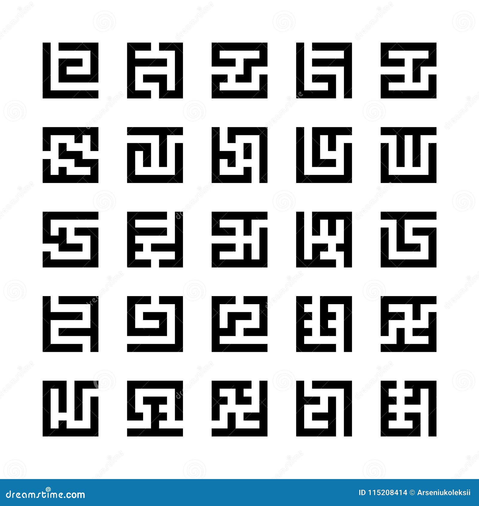 Set of labyrinth icons stock vector. Illustration of geometric - 115208414