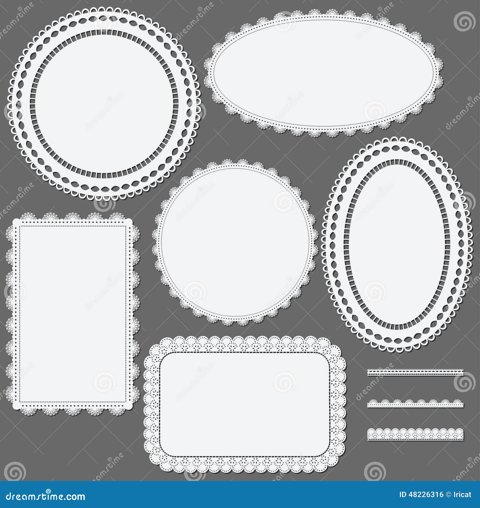 Set of Lace Frames Napkins and Ribbons. Stock Vector - Illustration of ...