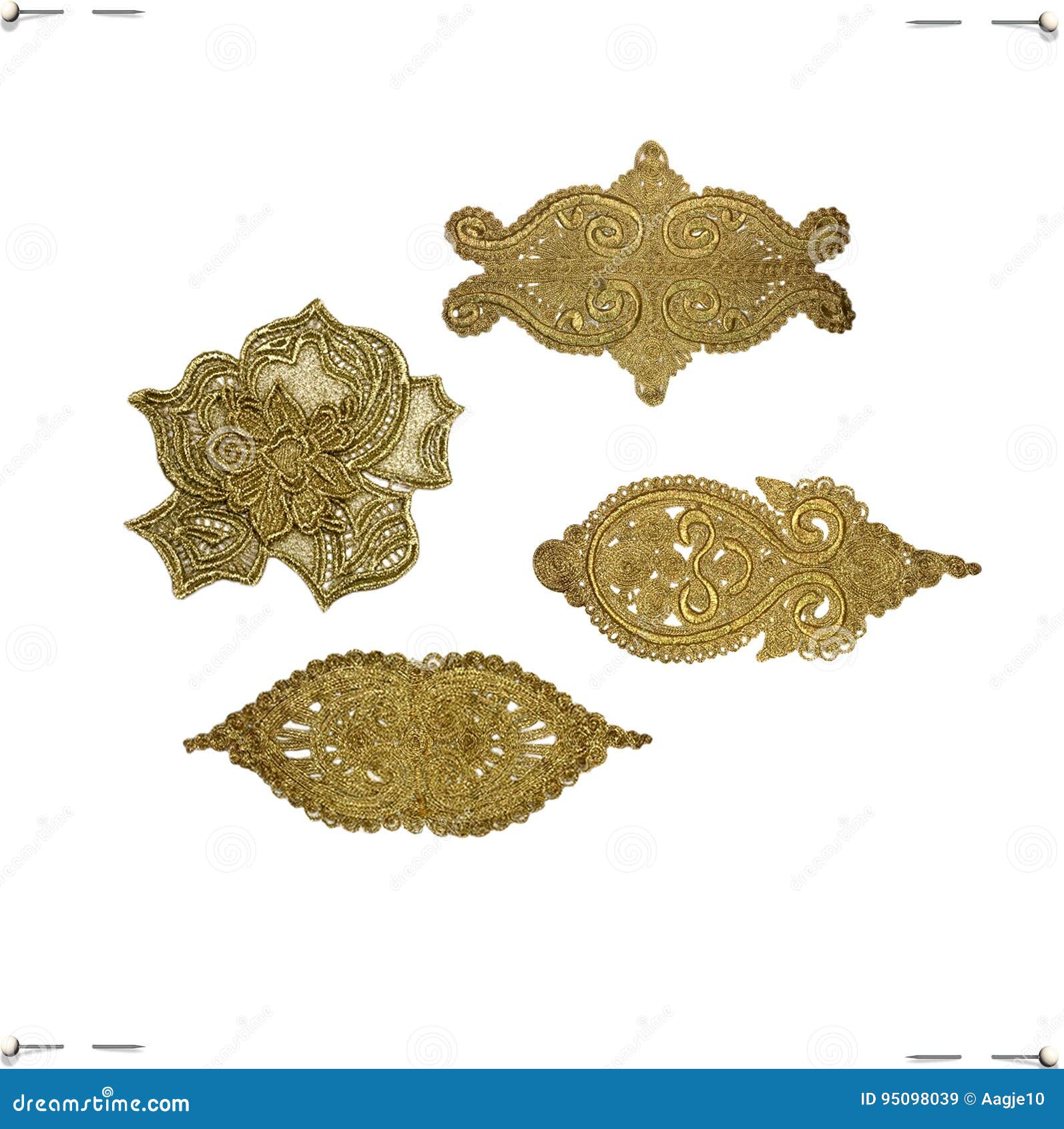 Set of 4 Lace Golden Objects Stock Image - Image of bars, future: 95098039