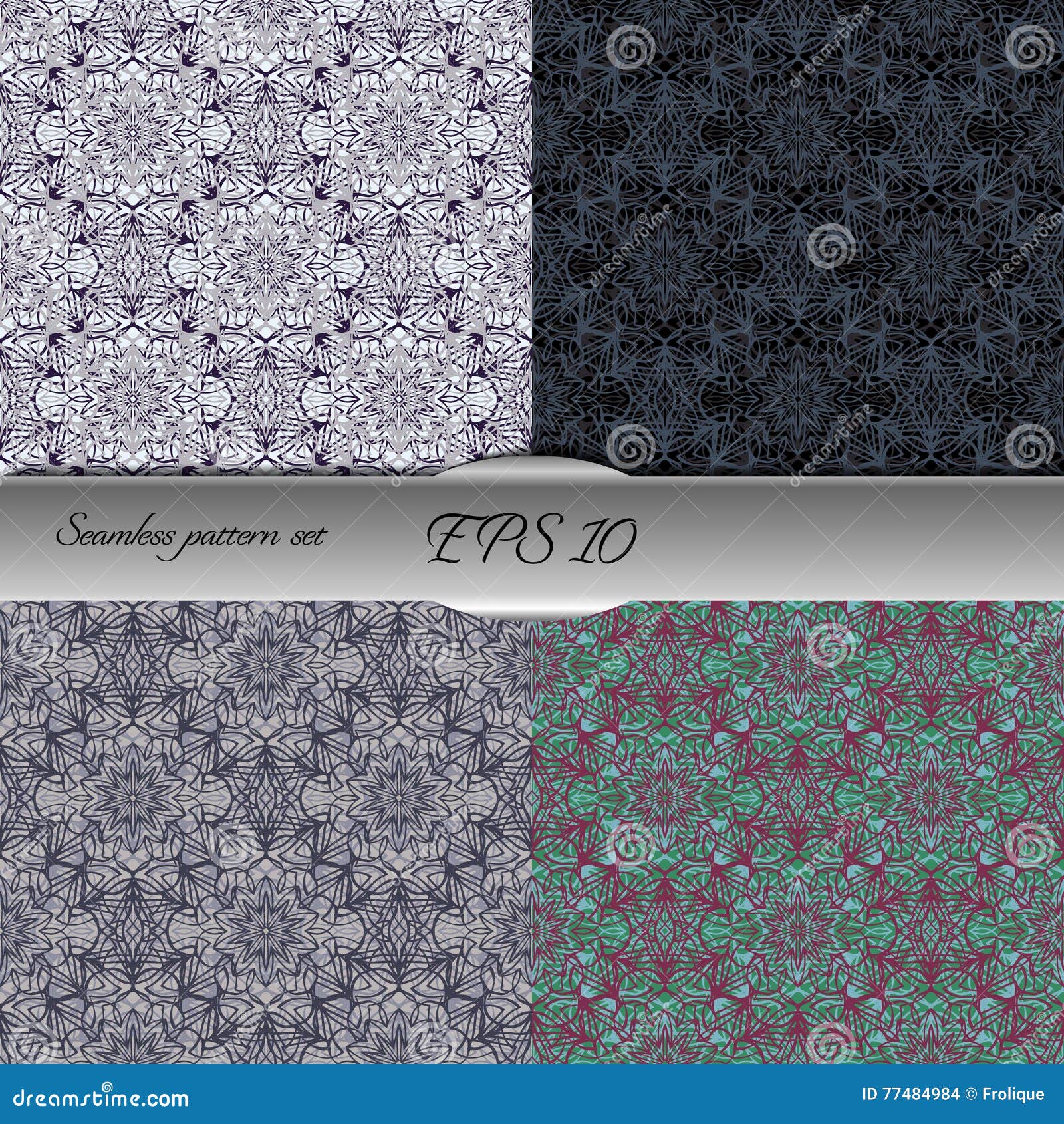 Set of Lace-like Seamless Patterns Stock Vector - Illustration of curve ...