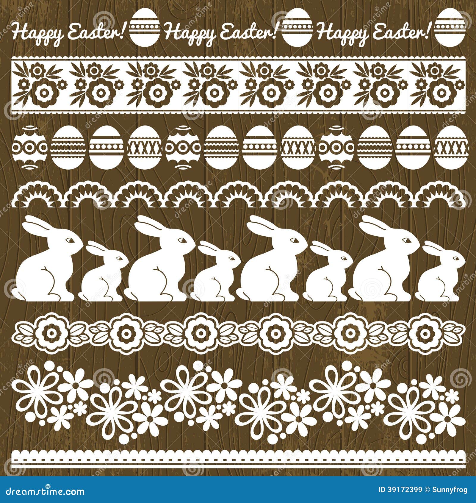 Set of Lace Paper with Flower and Easter Eggs Stock Vector ...