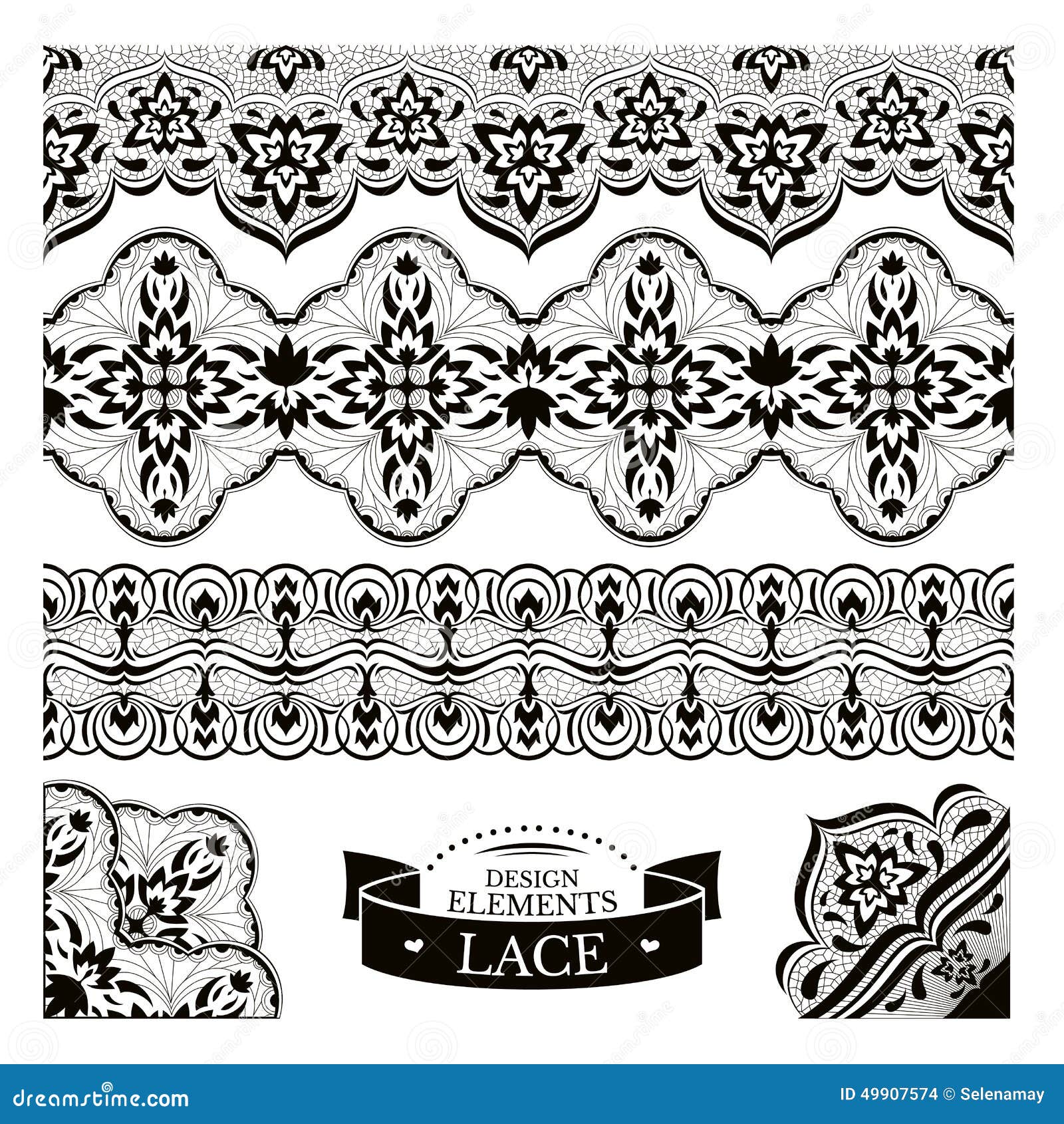 Set of lace patterns stock vector. Illustration of leaf - 49907574