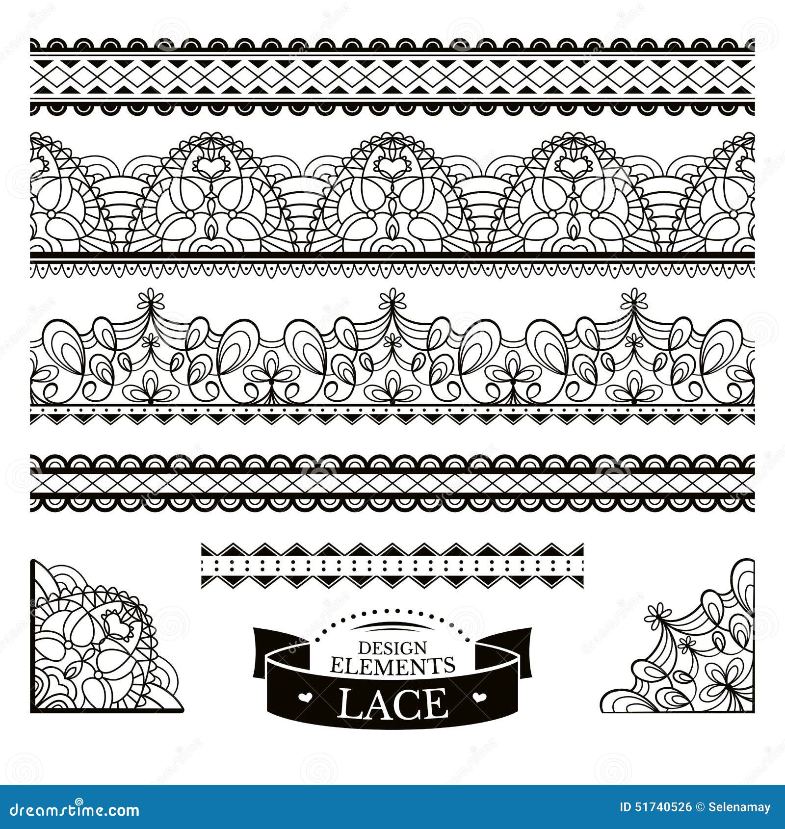 Set of lace patterns stock vector. Illustration of line - 51740526