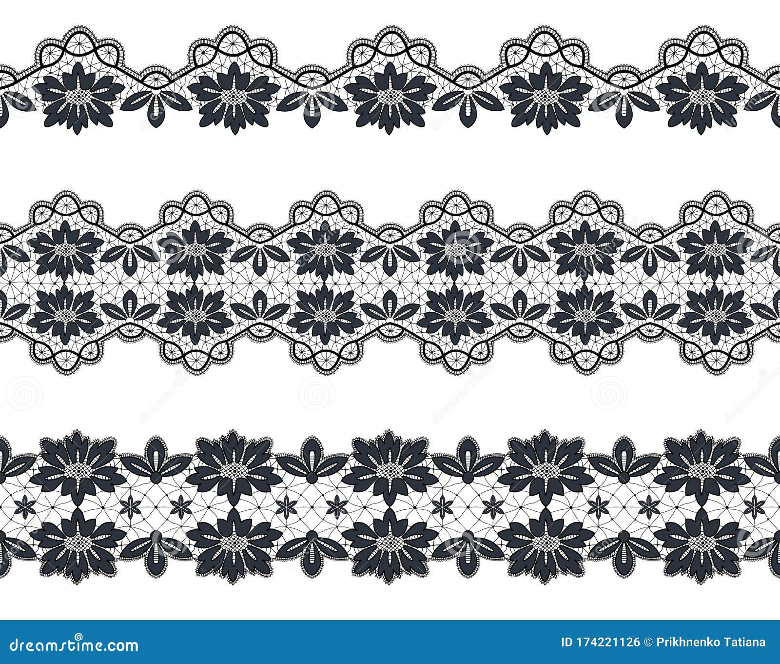 Set of lace ribbons stock vector. Illustration of vector - 174221126