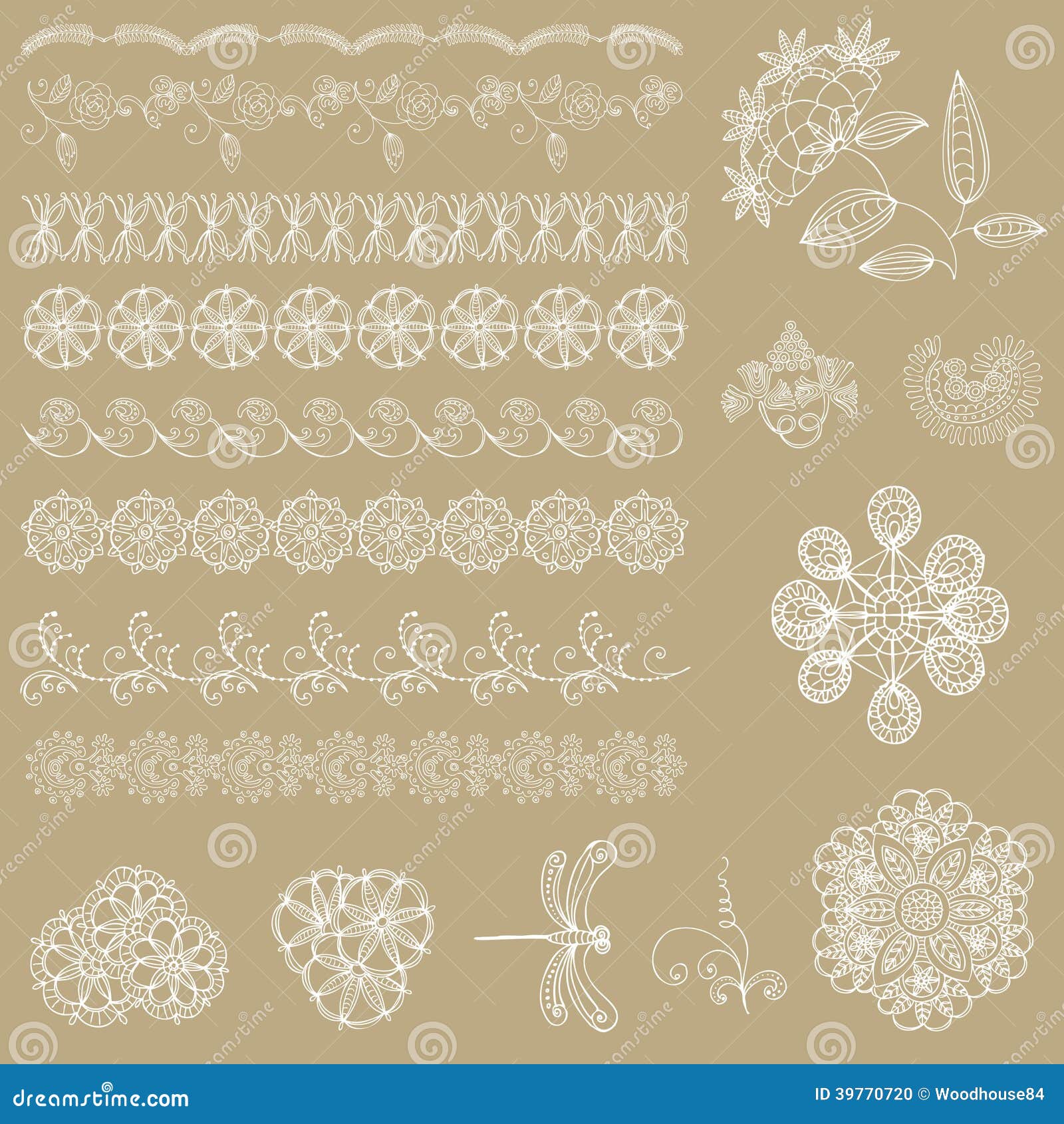 Set of lace ribbons stock vector. Illustration of lace - 39770720