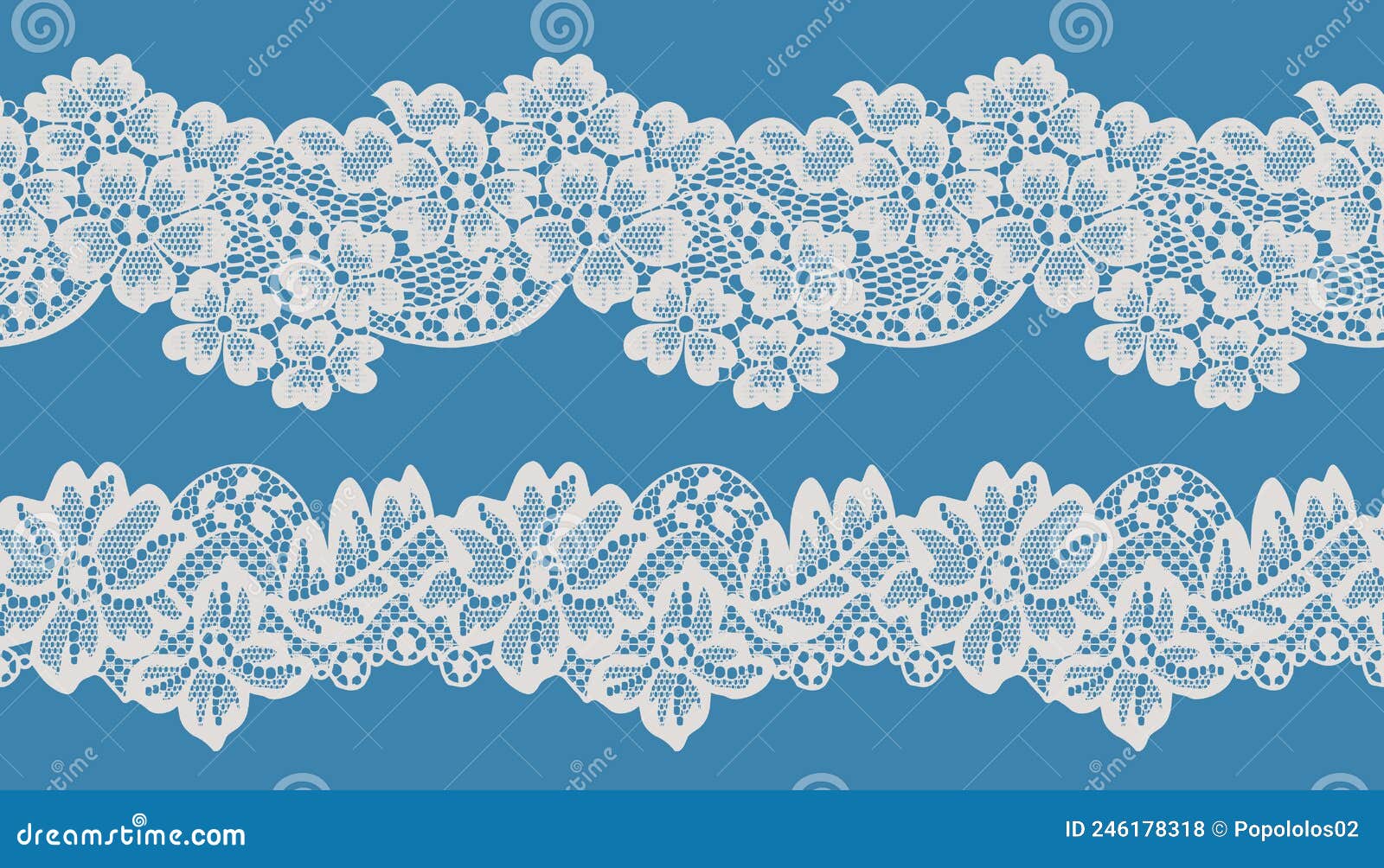 Set of Lace Trims. Big and Small Flowers. Stock Vector - Illustration ...