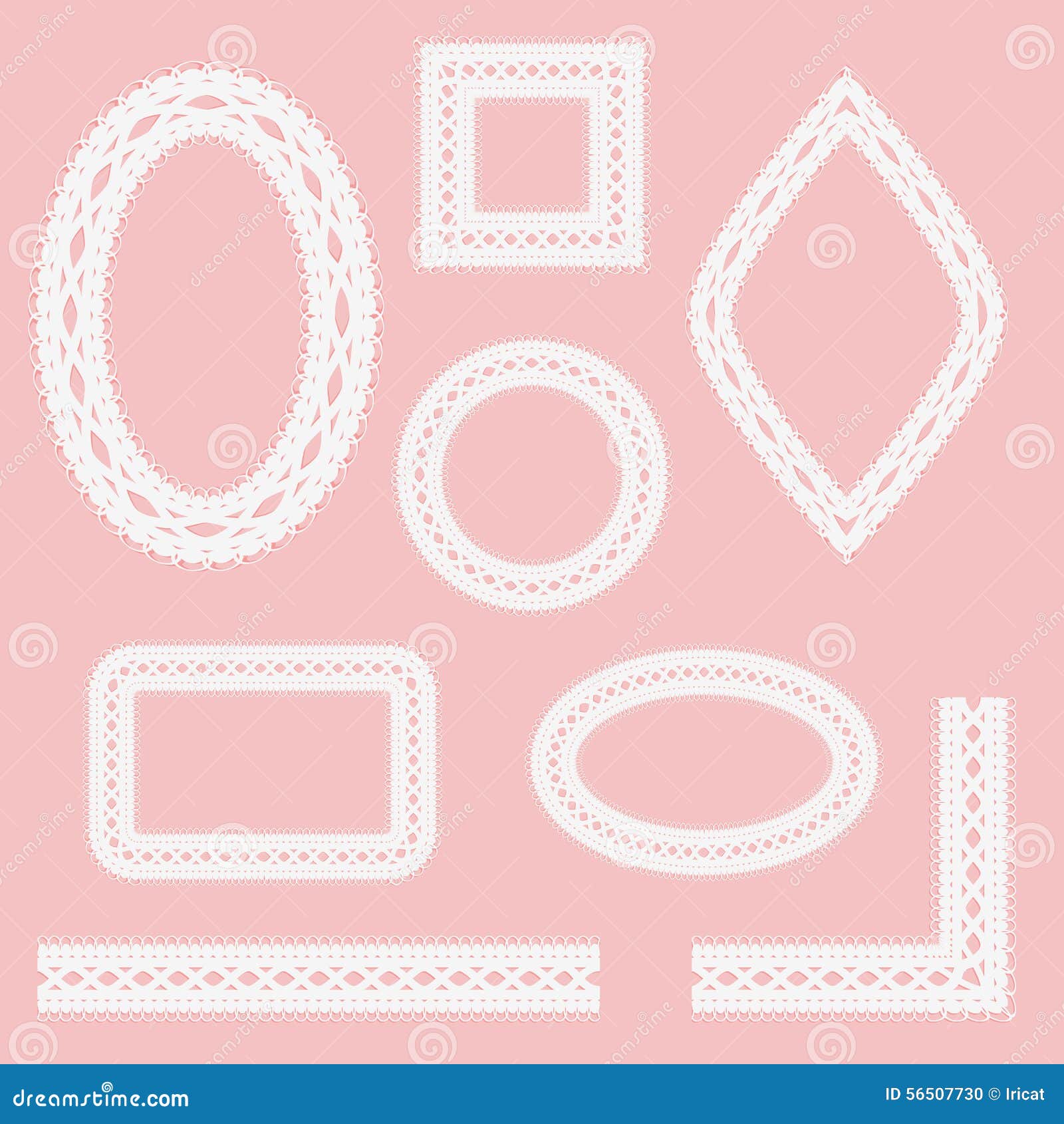Set of Lacy Frames, Ribbons and Corners. Stock Vector - Illustration of ...